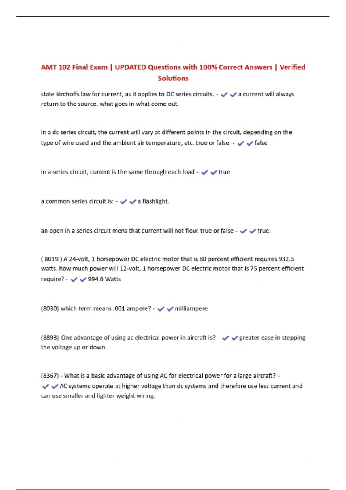 AMT 102 Final Exam | UPDATED Questions with 100% Correct Answers ...