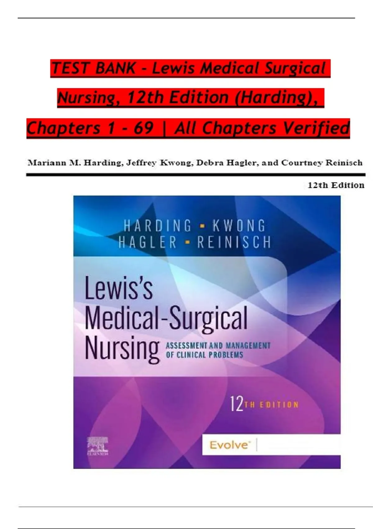 Test Bank for Lewis’s Medical-Surgical Nursing 12th Edition by Mariann ...
