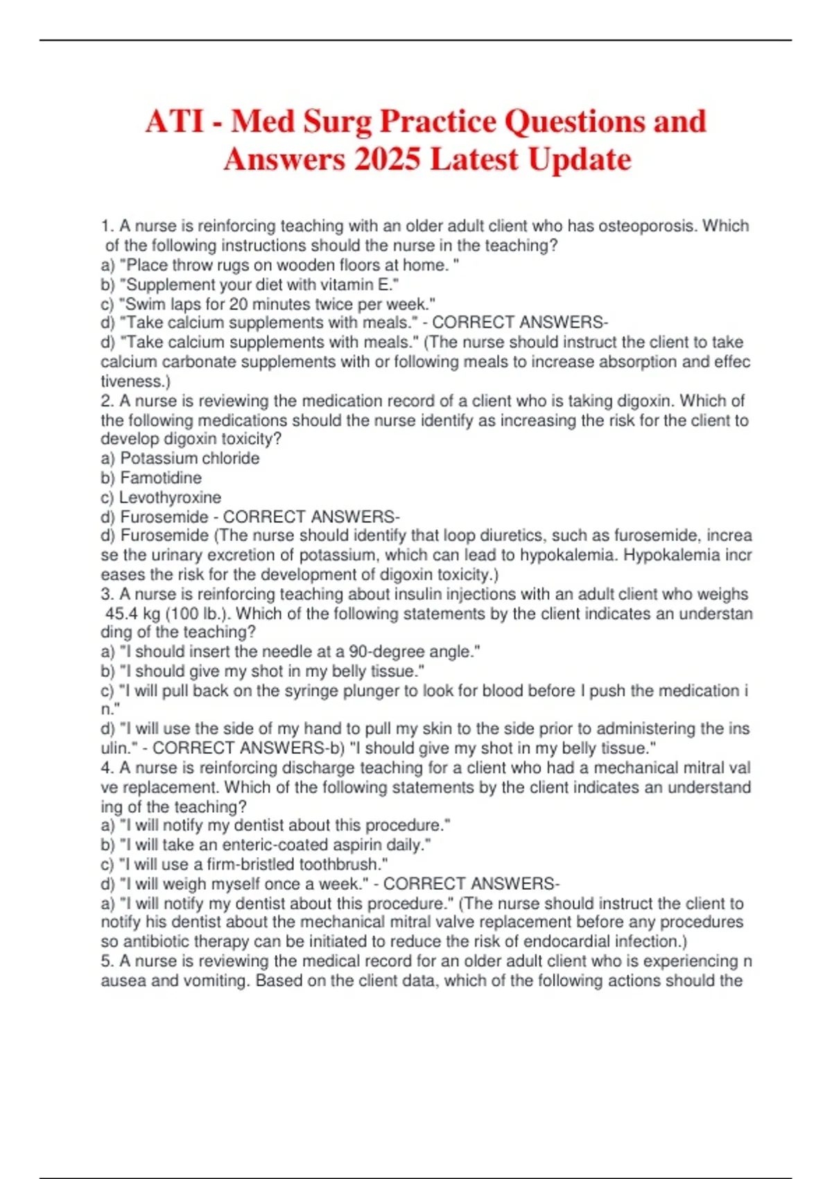 ATI - Med Surg Practice Questions and Answers 2025 Latest Update - ATI ...