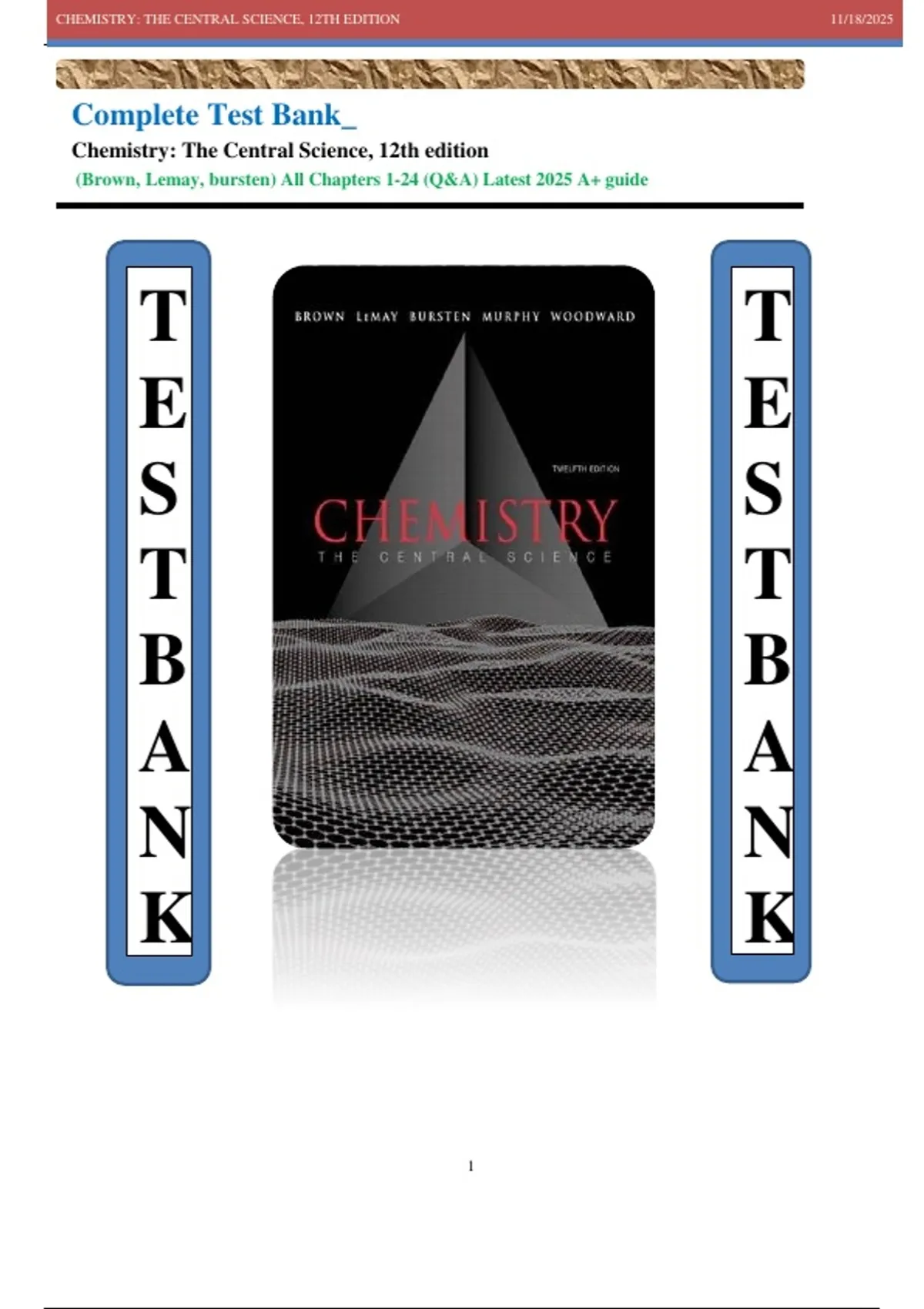 Chemistry: The Central Science, 12th edition (Brown, Lemay, bursten ...