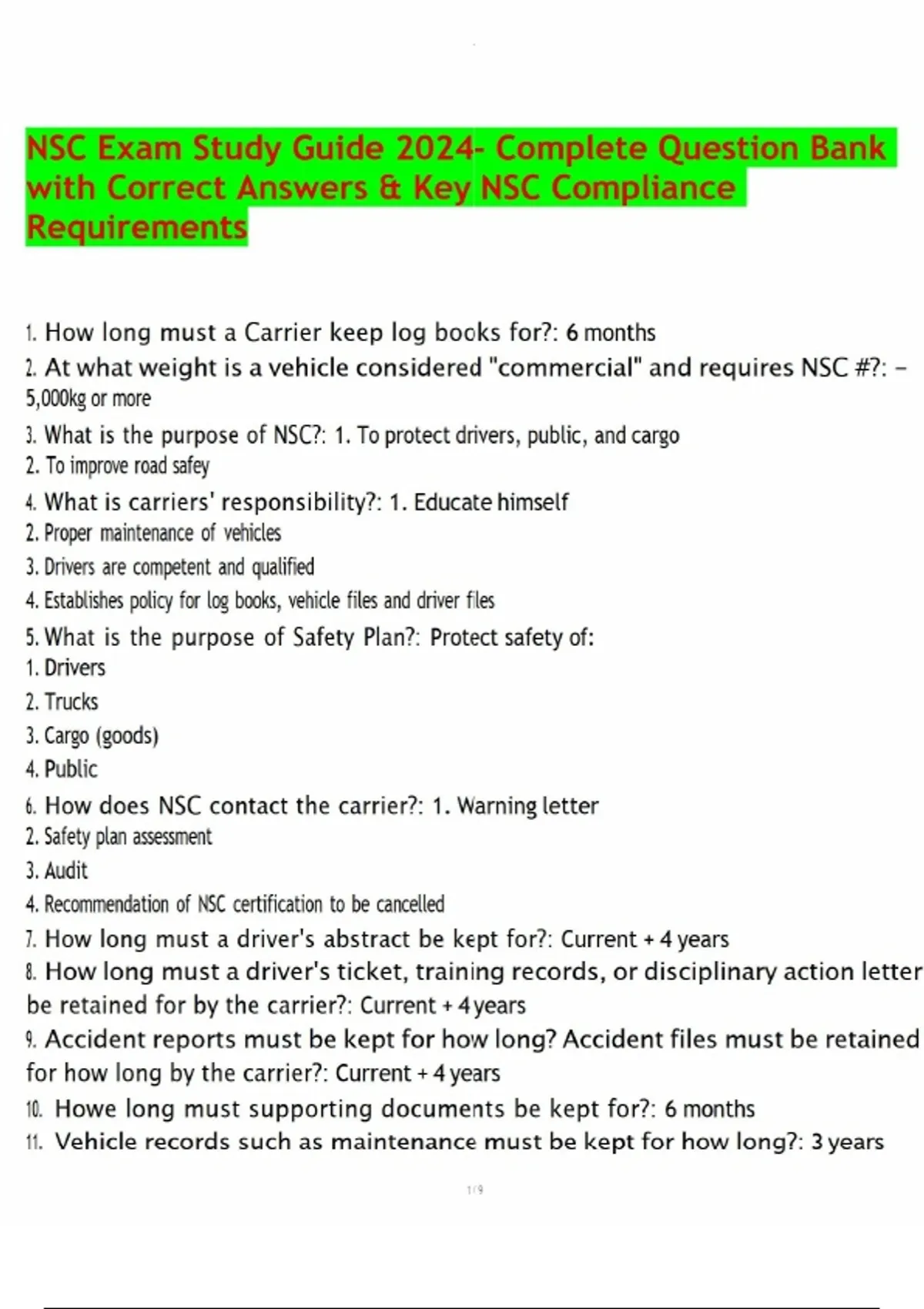 NSC Exam Study Guide 2024- Complete Question Bank with Correct Answers ...