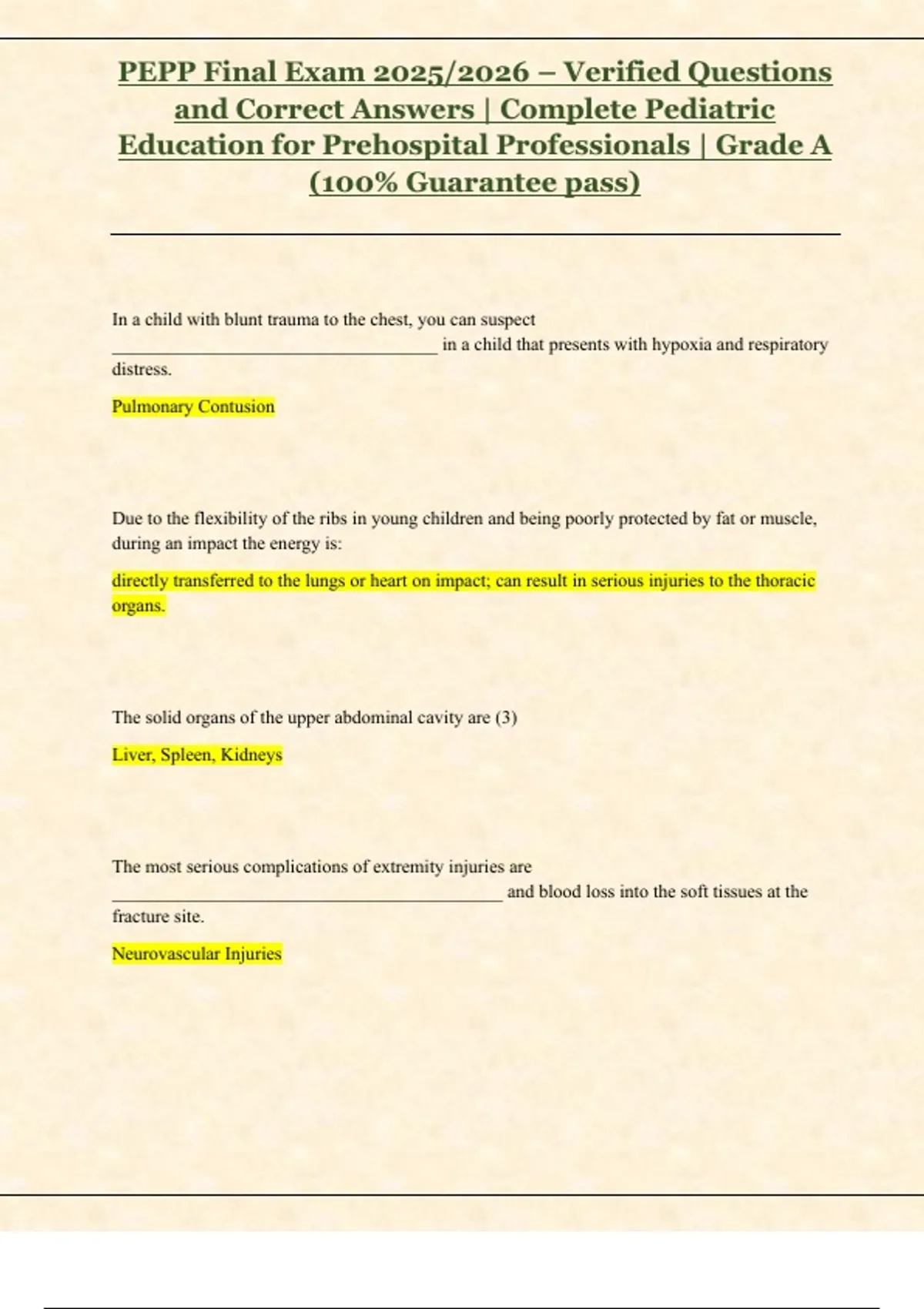 PEPP Final Exams 2025/2026 Master Study Bundle | Pediatric Education ...