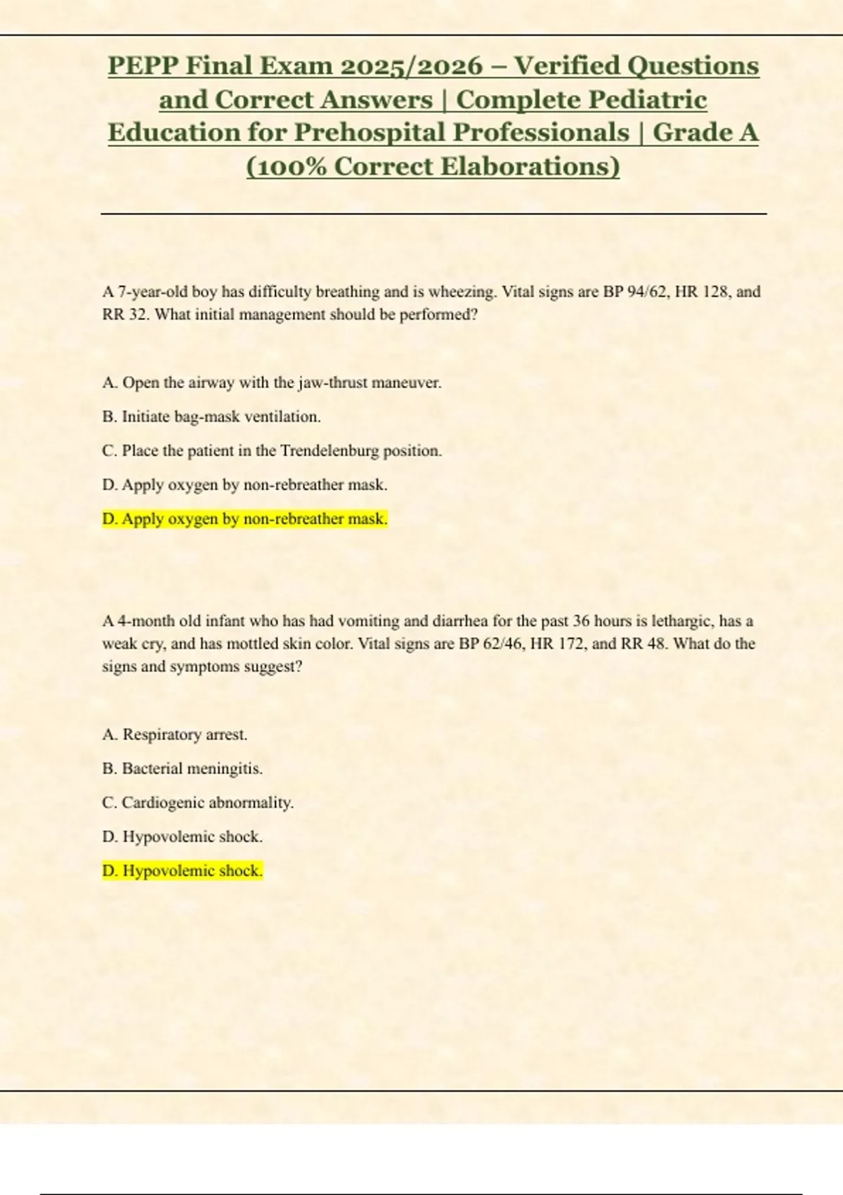 PEPP Final Exam 2025/2026 – Verified Questions and Correct Answers ...