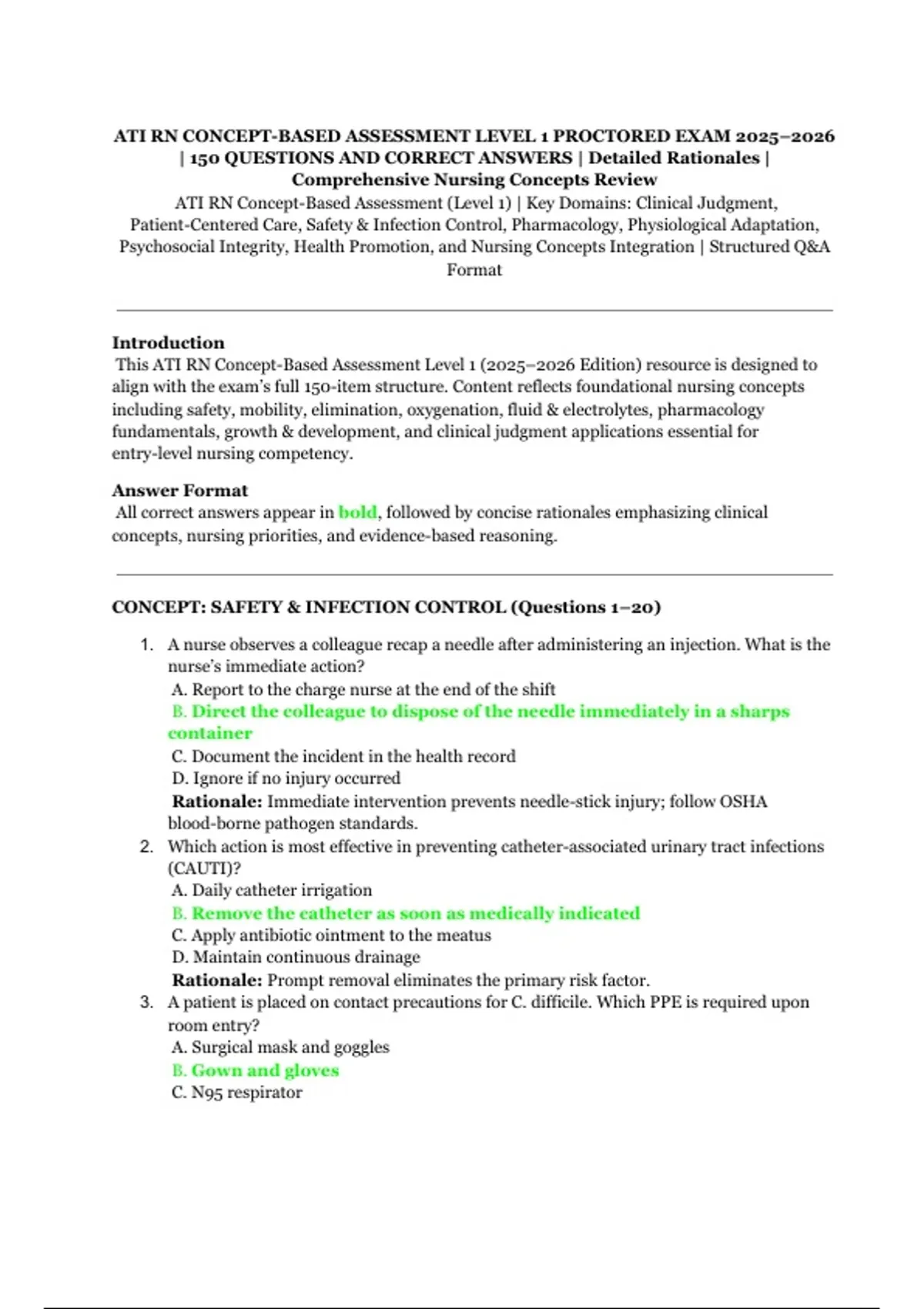 ATI RN Concept-Based Assessment Level 1 Proctored Exam | 150 Questions ...