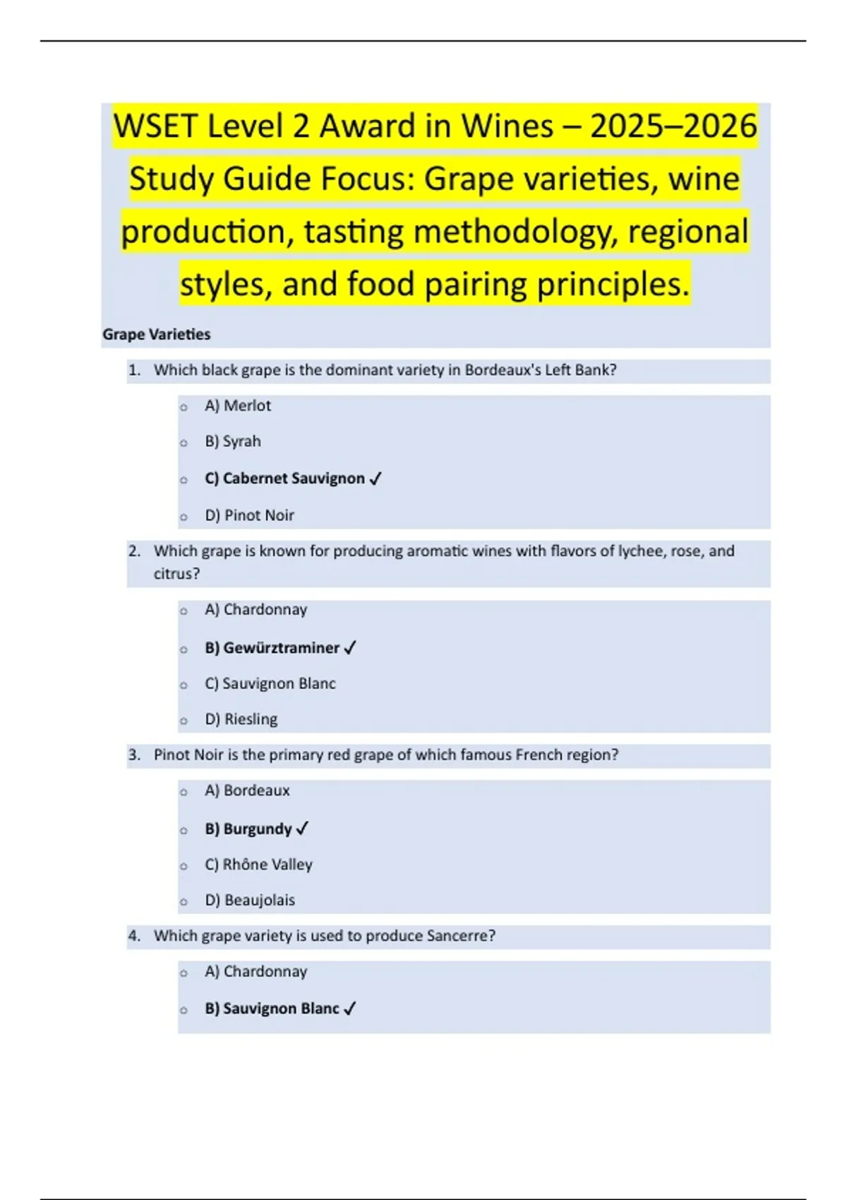 WSET Level 2 Award in Wines – 2025–2026 Study Guide Focus: Grape ...