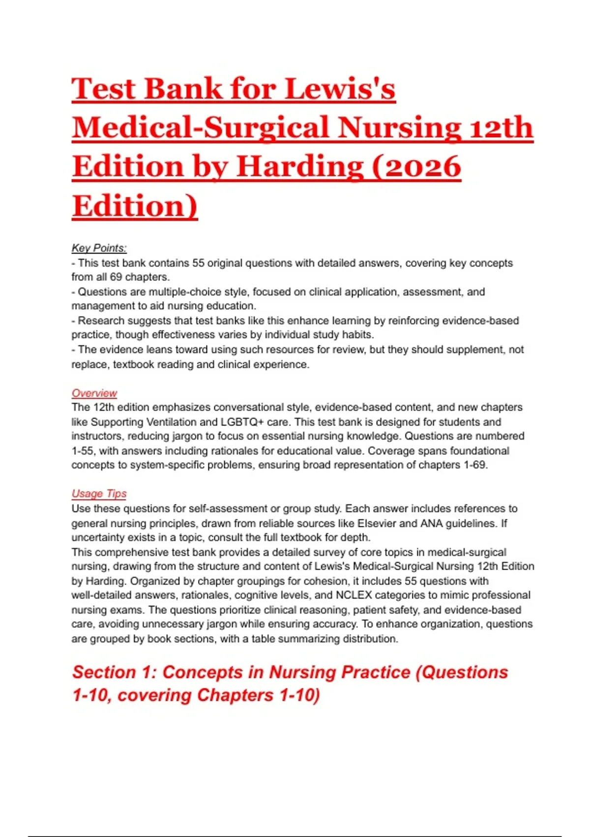 Lewis’s Medical-Surgical Nursing – 12th Edition (Harding, 2026 ...