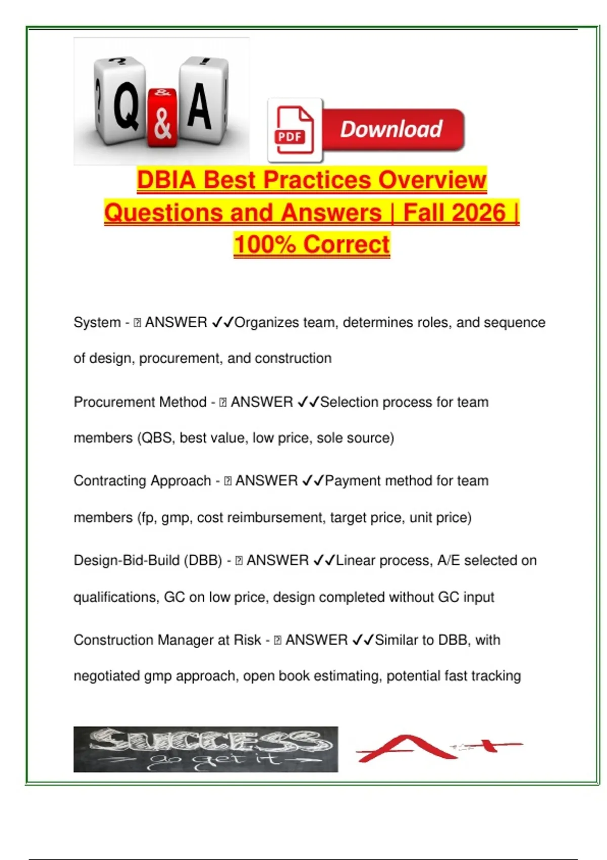 DBIA Best Practices | Design-Build Q&A Overview (80+ Qs) | Fall 2026 ...