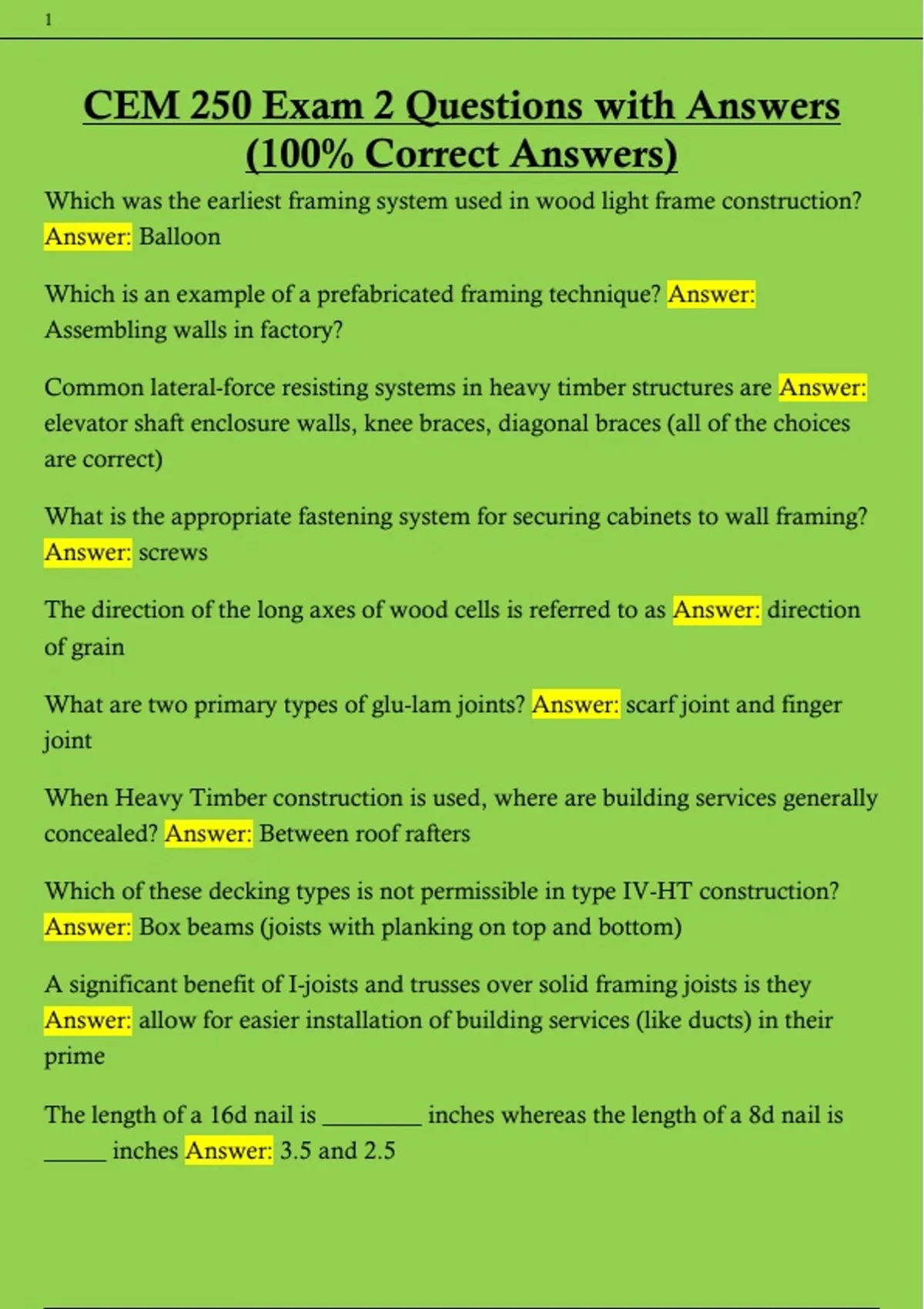 CEM 250 Exam 2 Questions with Answers (100% Correct Answers) - CEM 250 ...