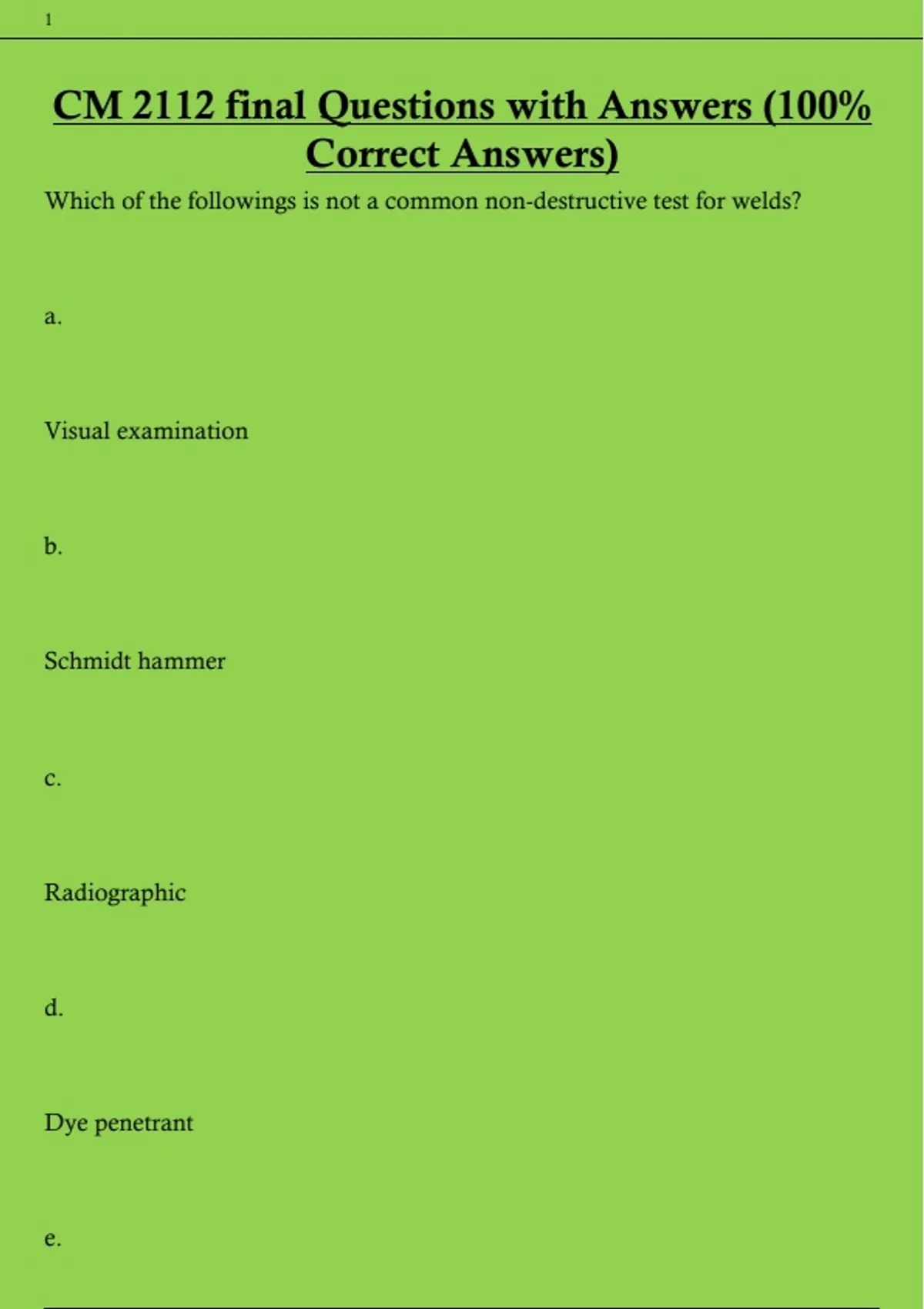 CM 2112 final Questions with Answers (100% Correct Answers) - CM 2112 ...