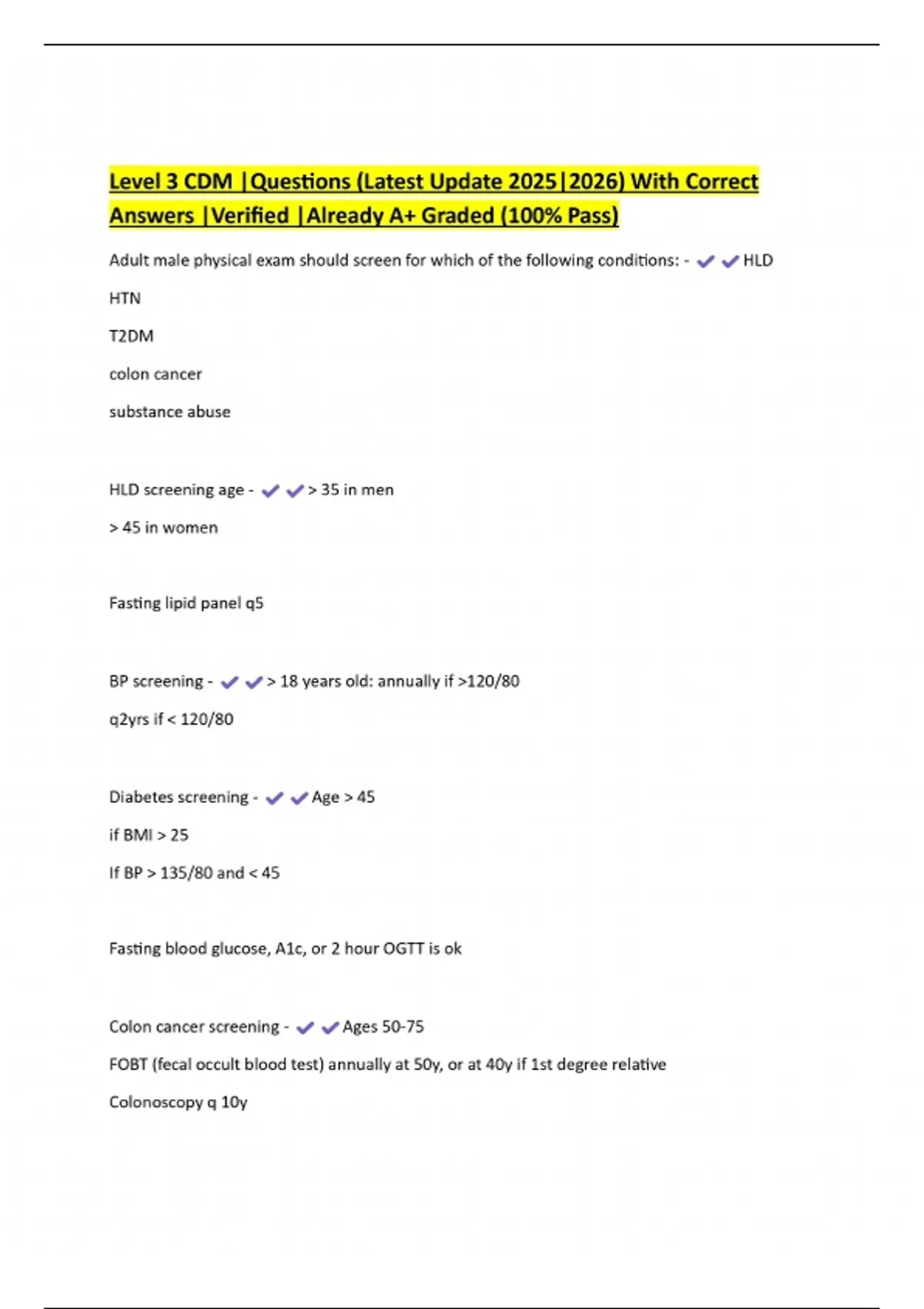 Level 3 CDM |Questions (Latest Update 2025|2026) With Correct Answers ...