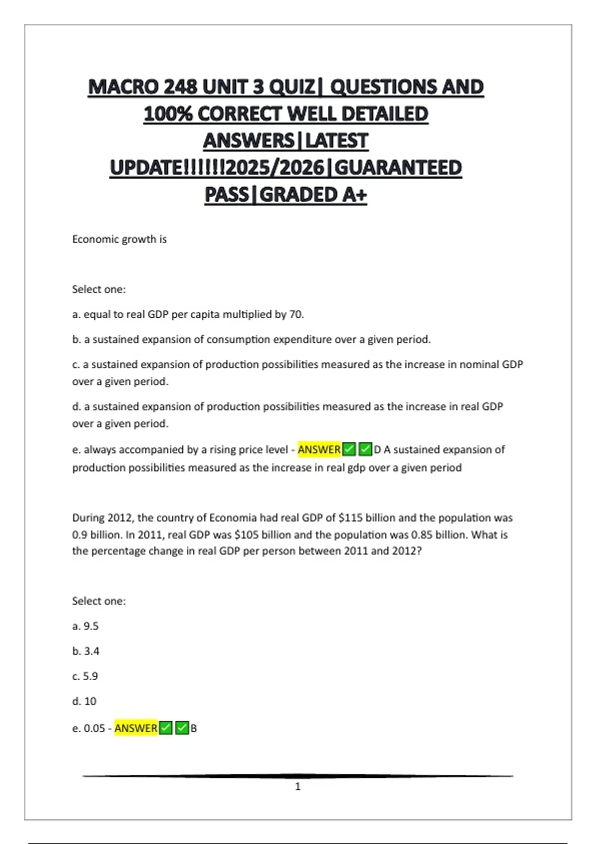 MACRO 248 UNIT 3|QUESTIONS AND 100% CORRECT WELL DETAILED ANSWERS ...