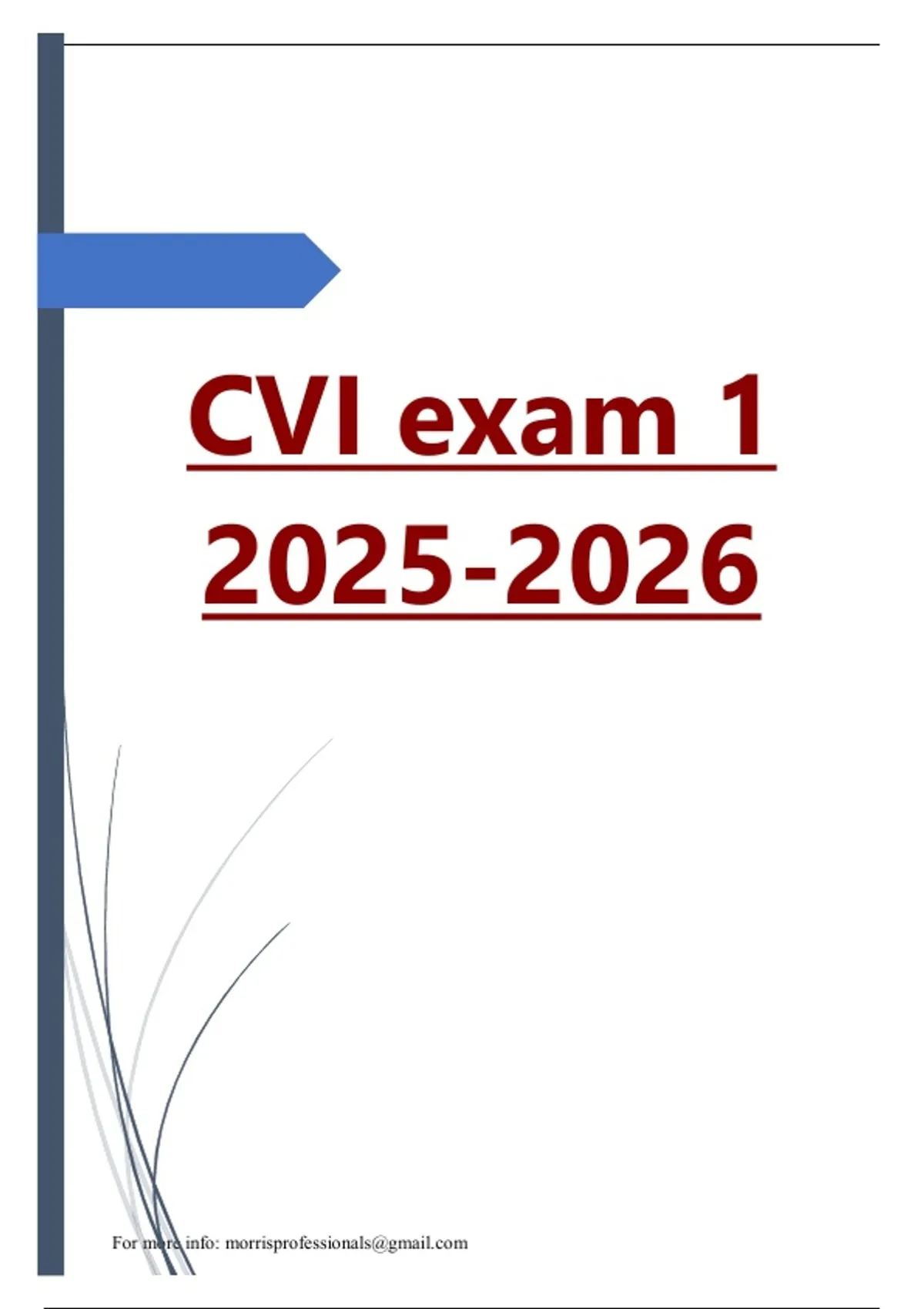 CVI Exam 1 – – Complete Practice Questions with Correct Answers ...