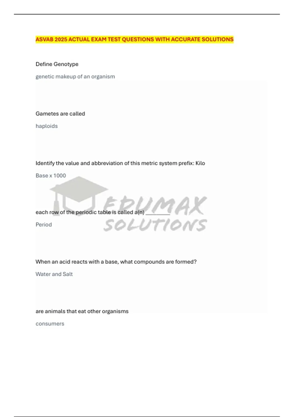 ASVAB 2025 ACTUAL EXAM TEST QUESTIONS WITH ACCURATE SOLUTIONS - ASVAB ...