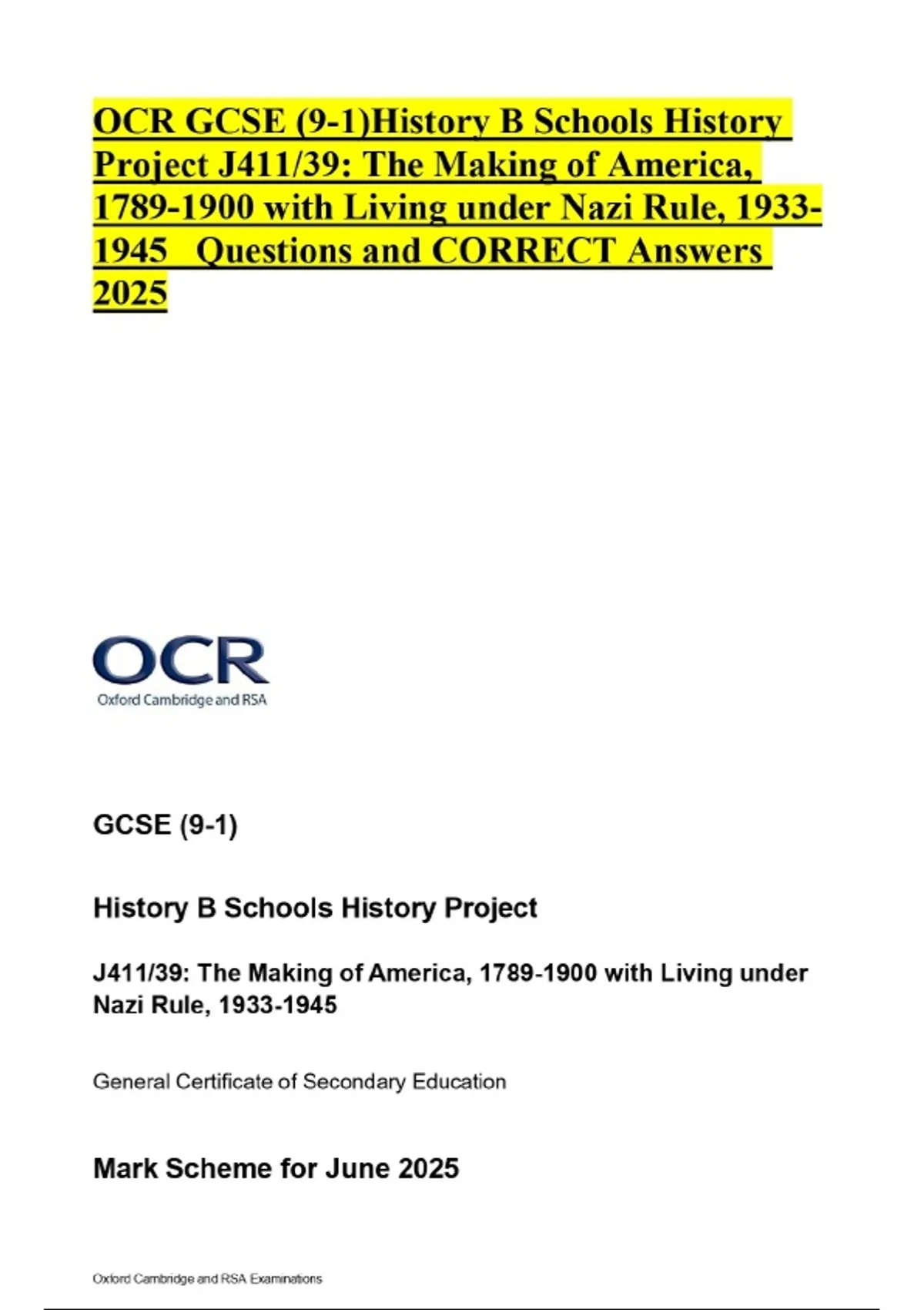 OCR GCSE (9-1)History B Schools History Project J411/39: The Making of ...