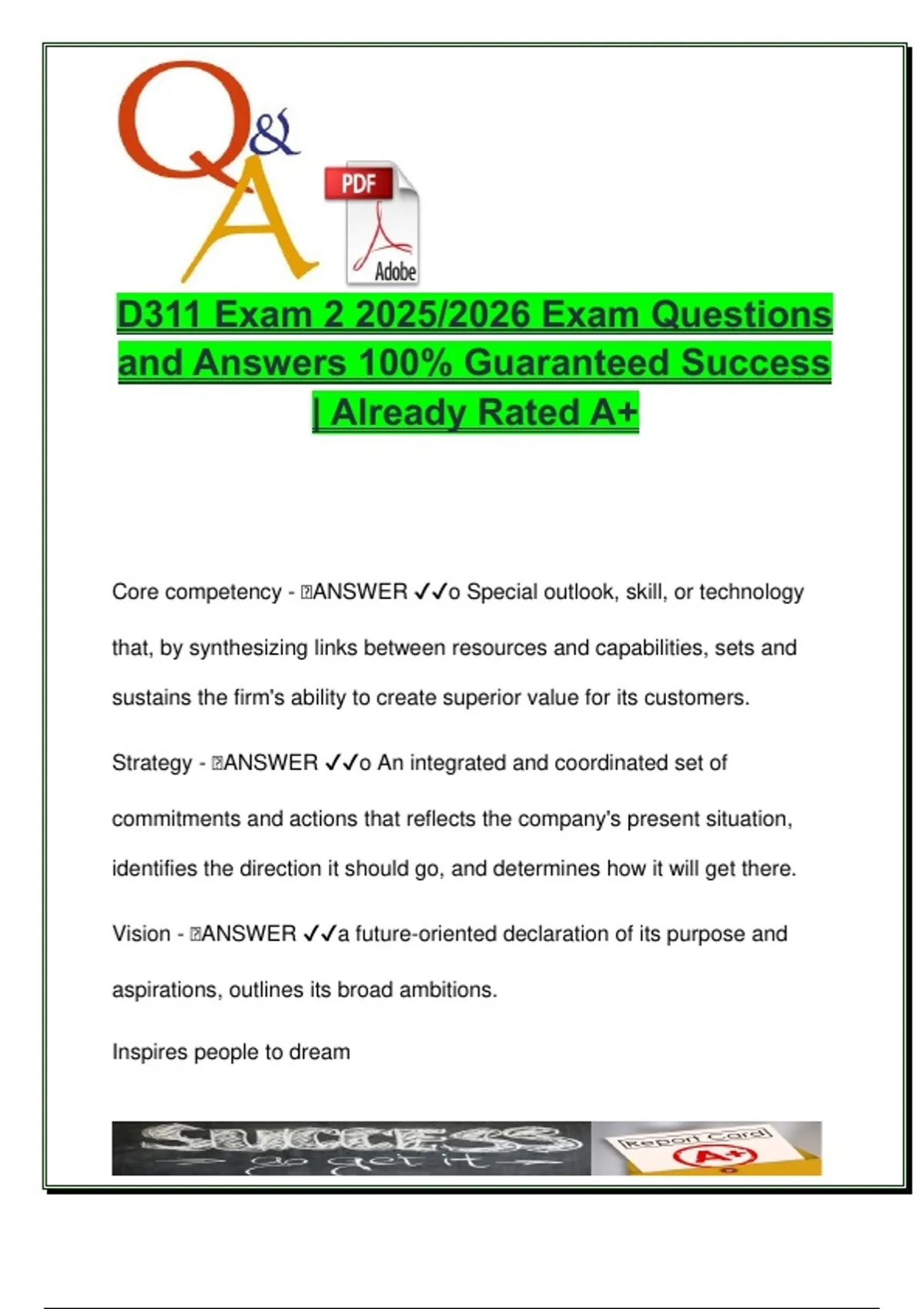 D311 Exam 2 – 2025/2026 | 170+ Verified Q&A | International Strategy ...