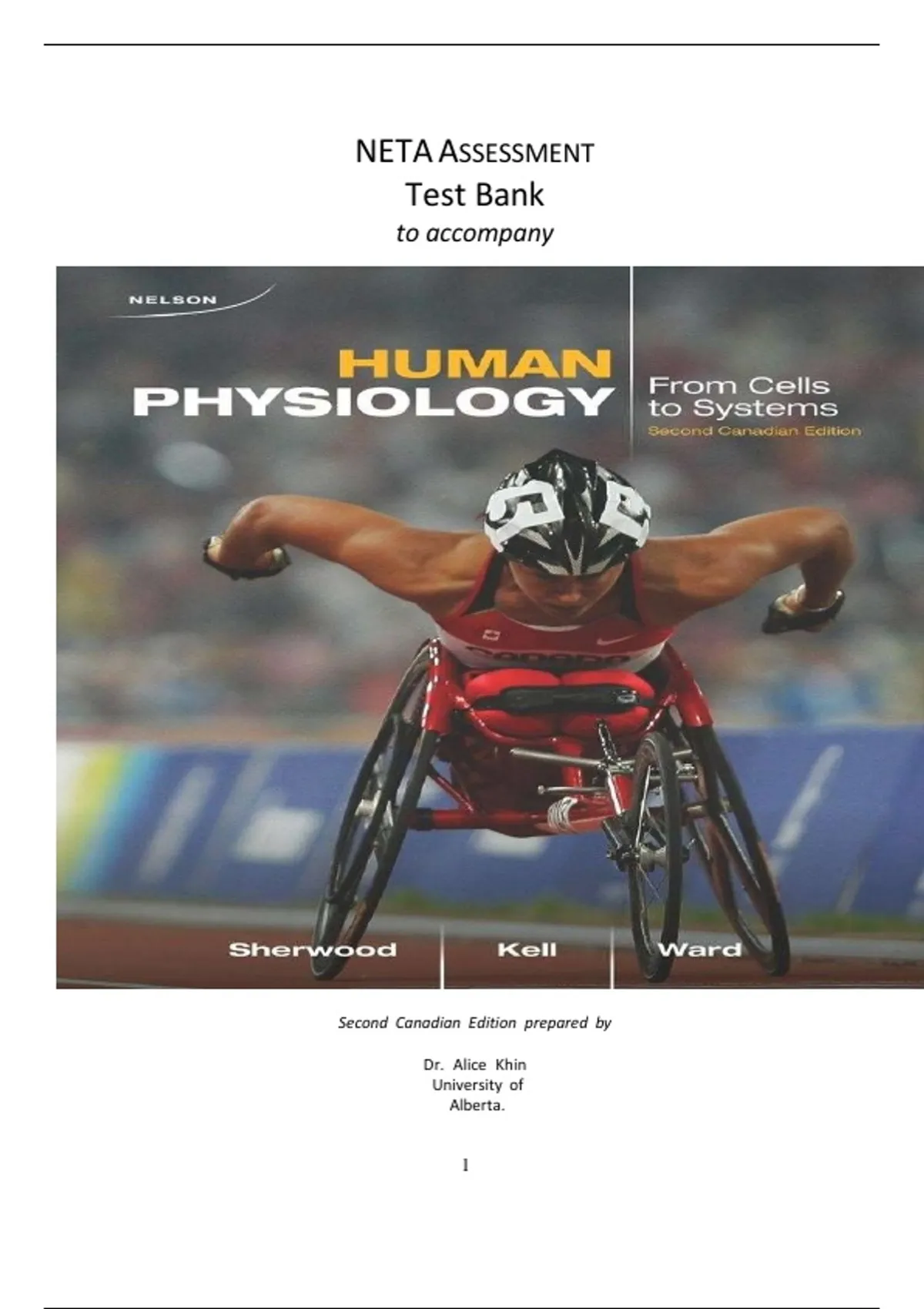 Test Bank Human Physiology From Cells to Systems (8th Edition, Sherwood ...