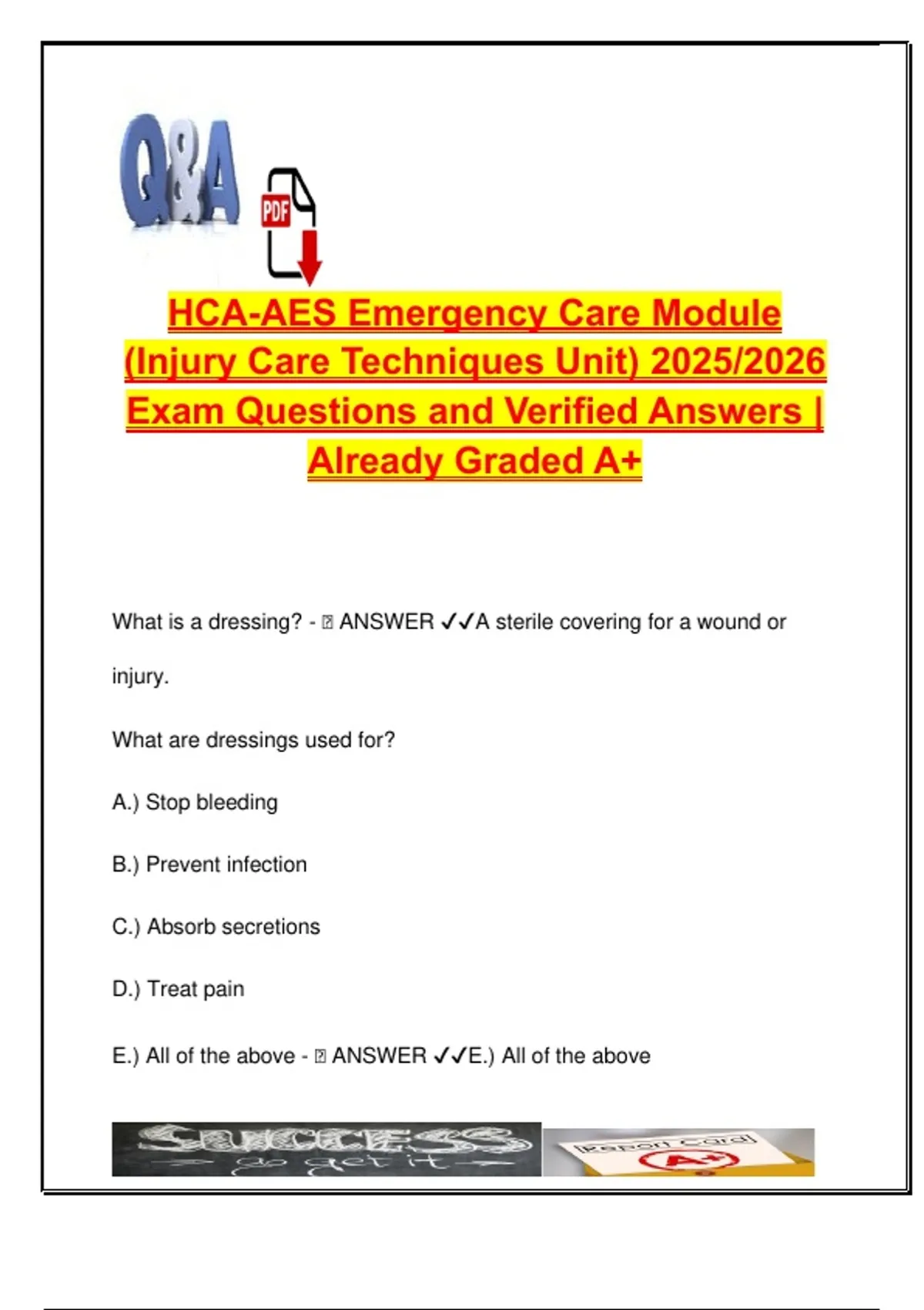 HCA Emergency Care – Injury Care Techniques Unit – 2025/2026 – 35 Q&As ...