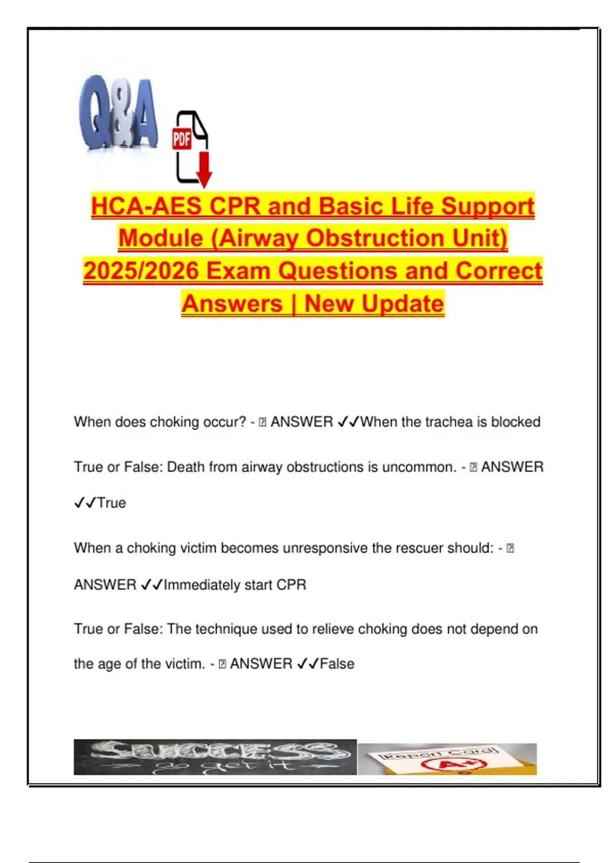 HCA CPR & Basic Life Support – Airway Obstruction Unit – 2025/2026 – 20 ...