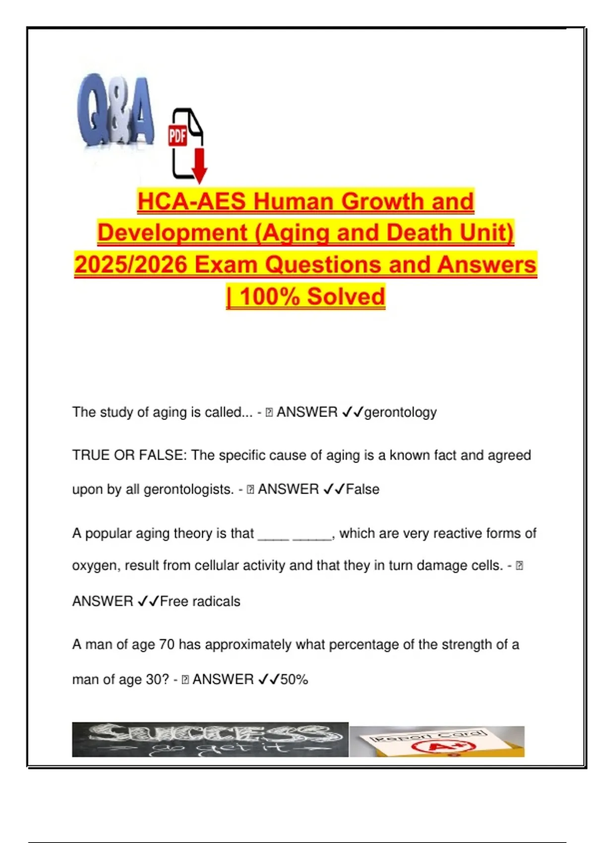 HCA Human Growth & Development – Aging and Death Unit – 2025/2026 – 50 ...