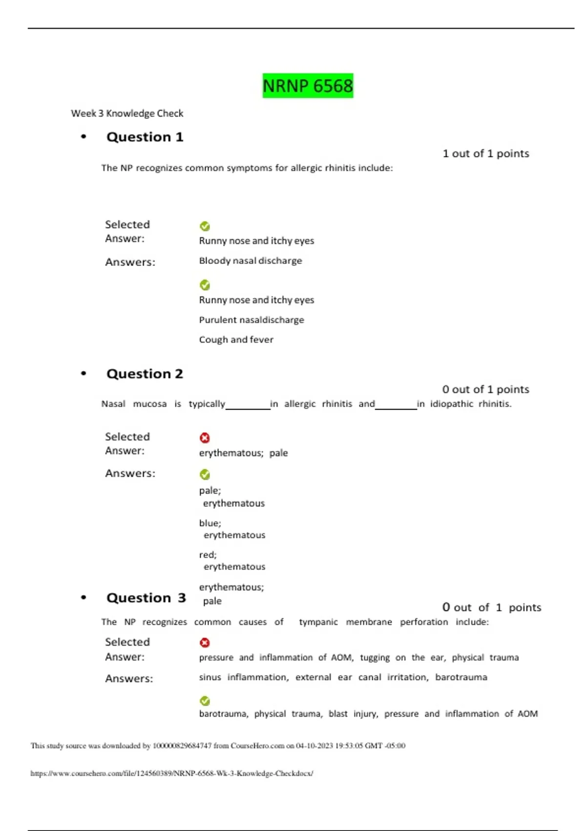 NRNP 6568 Week 3 Knowledge Check | Psychopharmacology Study Guide 2026 ...