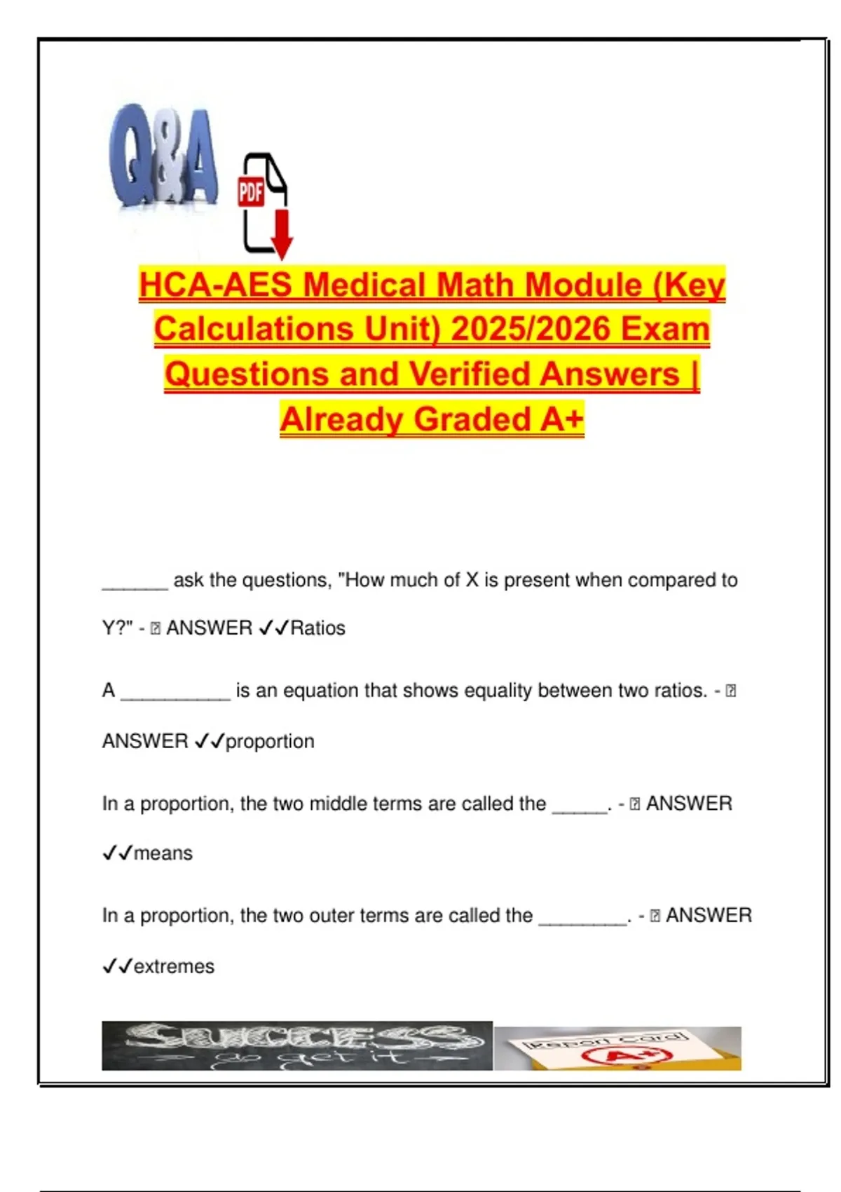 Medical Math – HCA-AES | 15+ Q&A | Ratios, Proportions & Lab ...