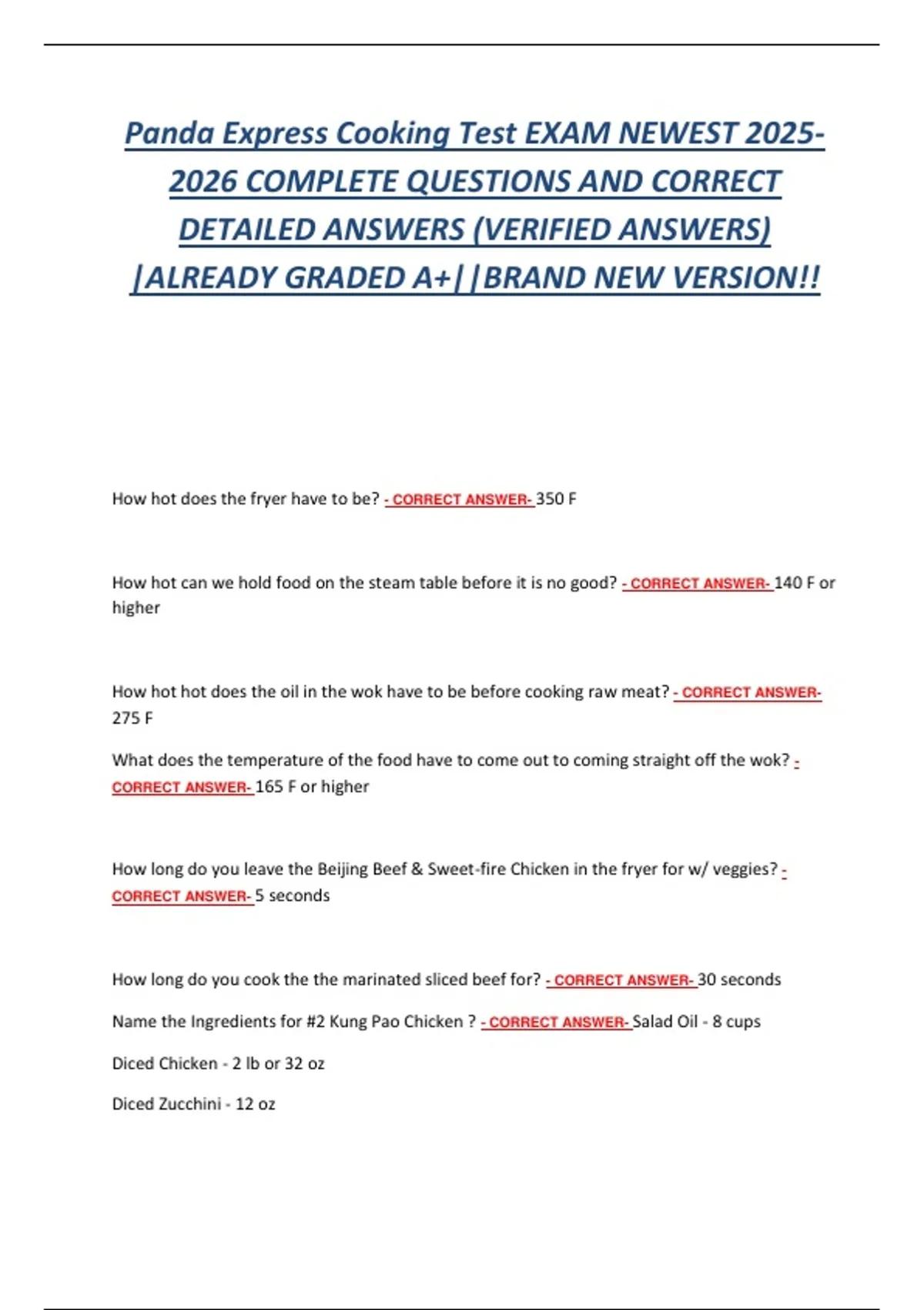 Panda Express Cooking Test Exam – Complete 2025 Prep Guide & Practice ...