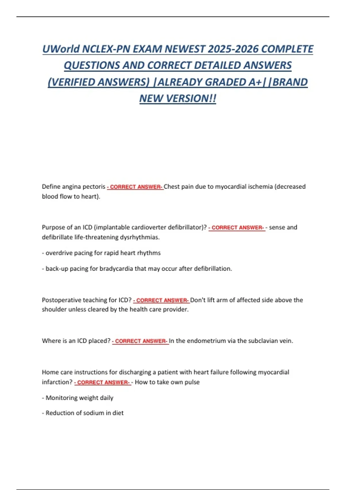 UWorld NCLEX-PN Exam – Complete 2025 Practice Questions & Study Guide ...
