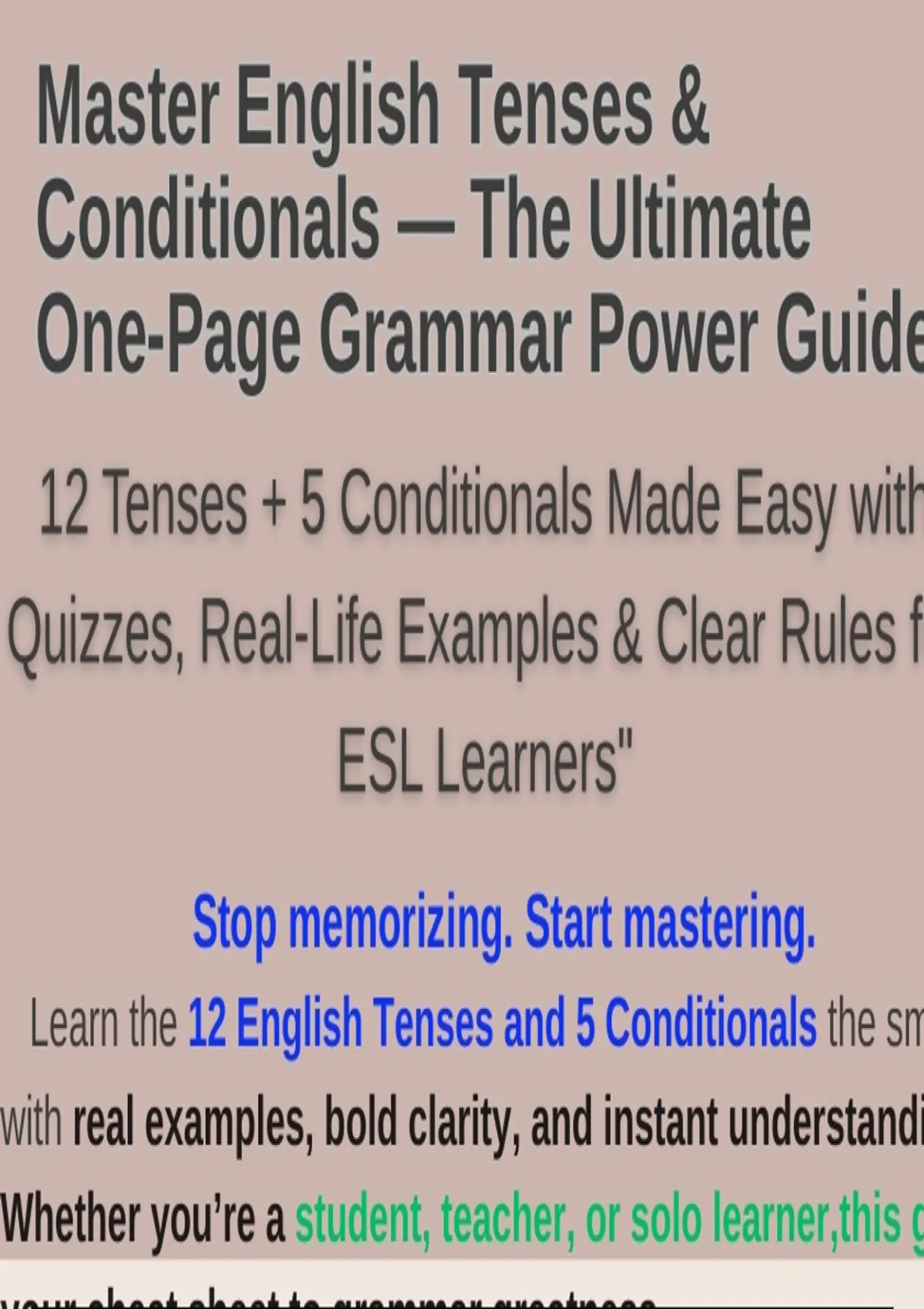 Master English 12 Tenses & 5 Conditionals — The Ultimate 28-Page ...