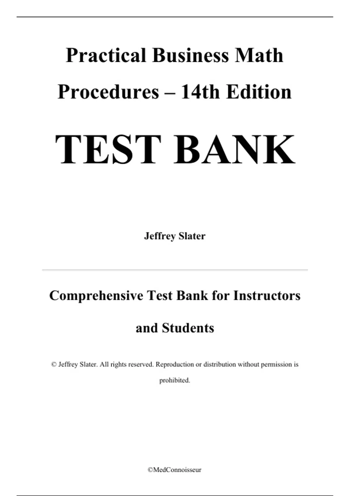 Test Bank — Practical Business Math Procedures, 14th Edition — Jeffrey ...
