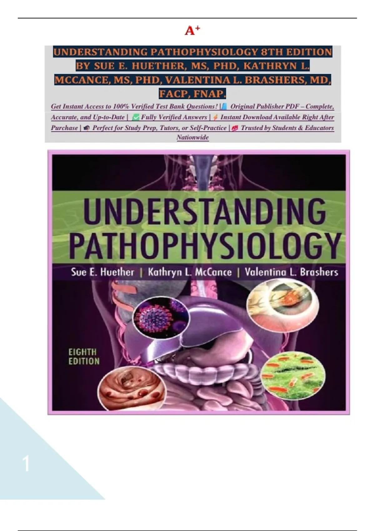 Understanding Pathophysiology 8th Edition Huether Test Bank | Verified ...
