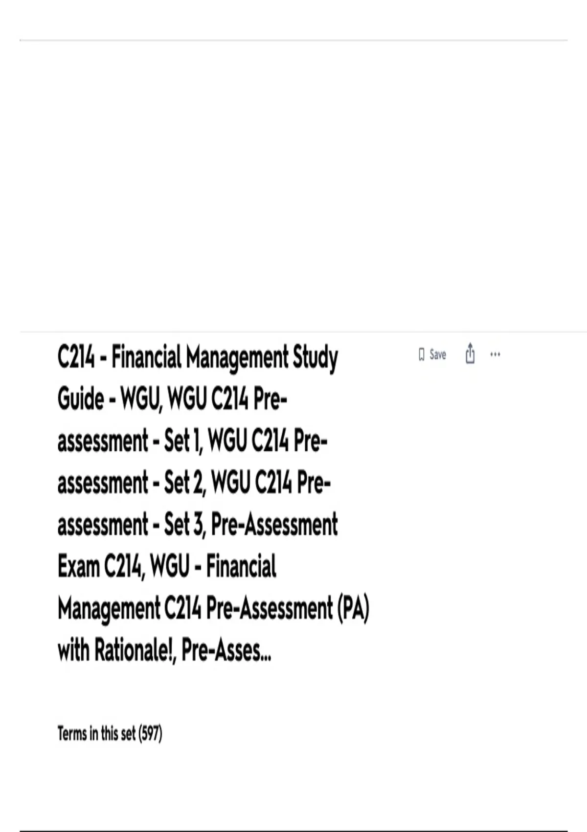 2025/ 2026 WGU C214 Financial Management Study Guide Pre-Assessments ...