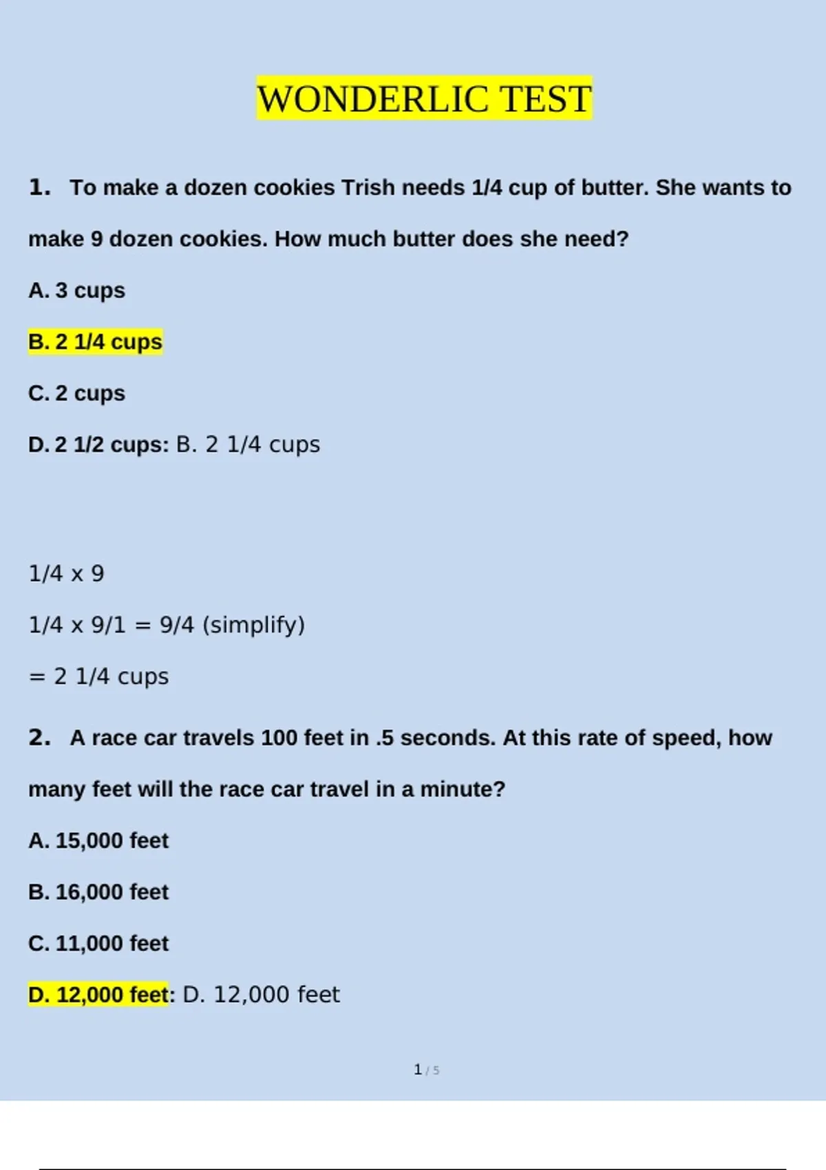 Wonderlic test 2025 Exam Review Questions (Latest 2025 / 2026) and ...