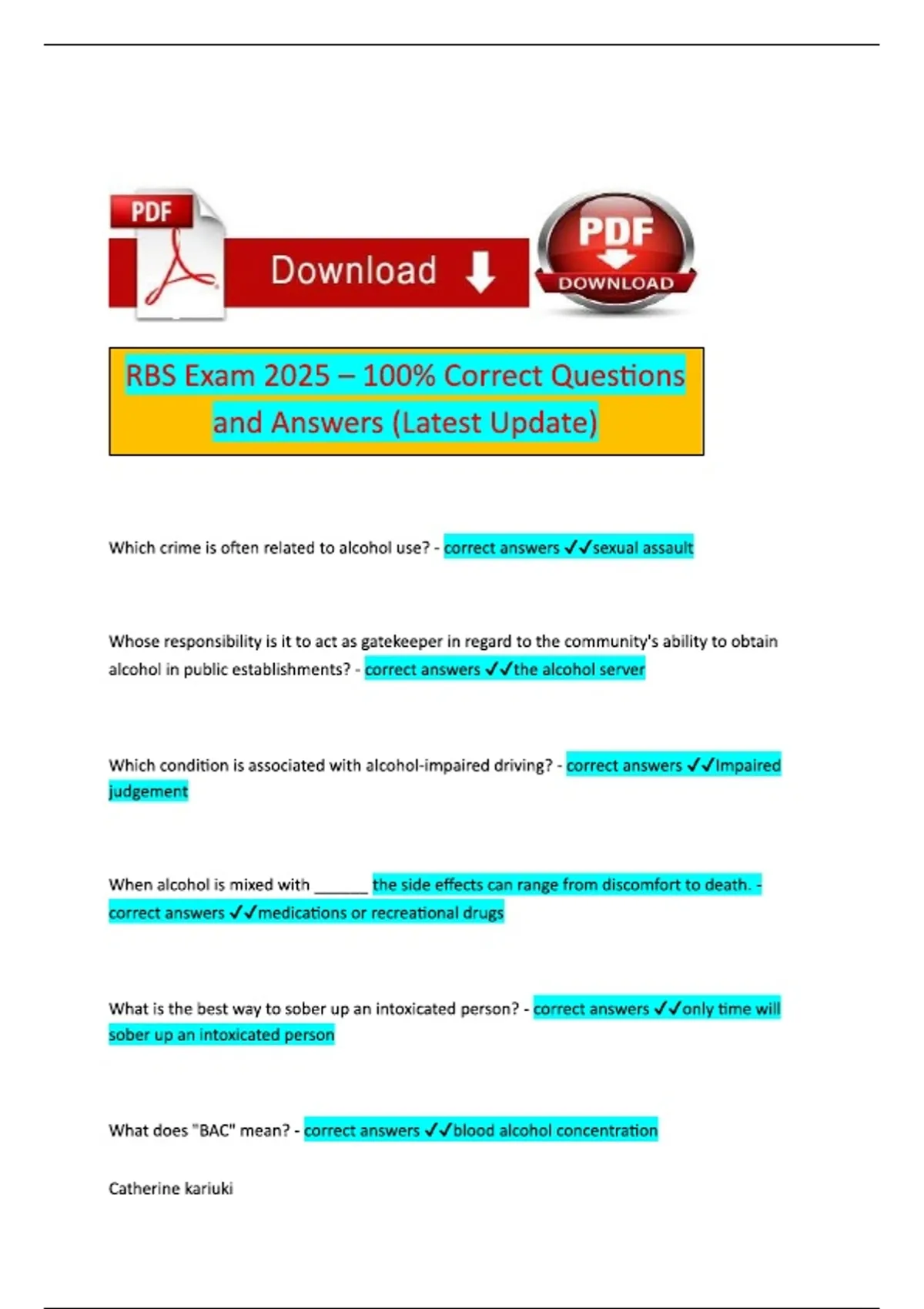 RBS Exam 2025 – 100- Correct Questions and Answers (Latest Update ...