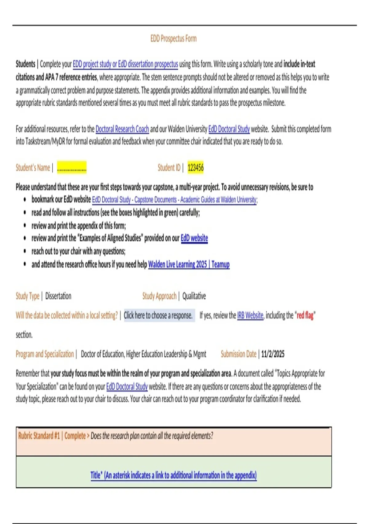 EDDD8113_WK 10 ASSGN_DQ Prospectus: Complete EDD Prospectus Form ...