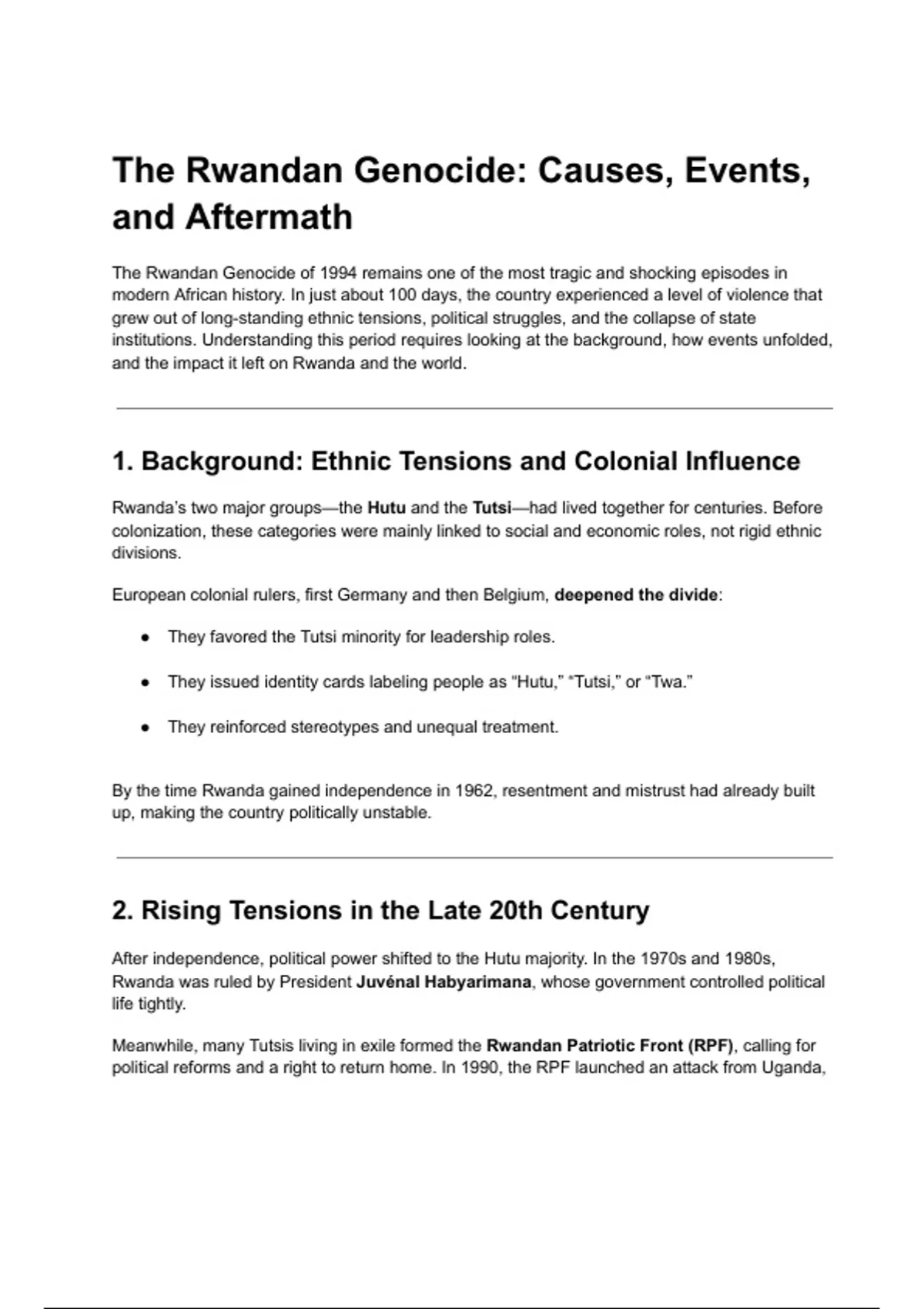 Summary The Rwandan Genocide Explained: Causes, Events, Consequences ...