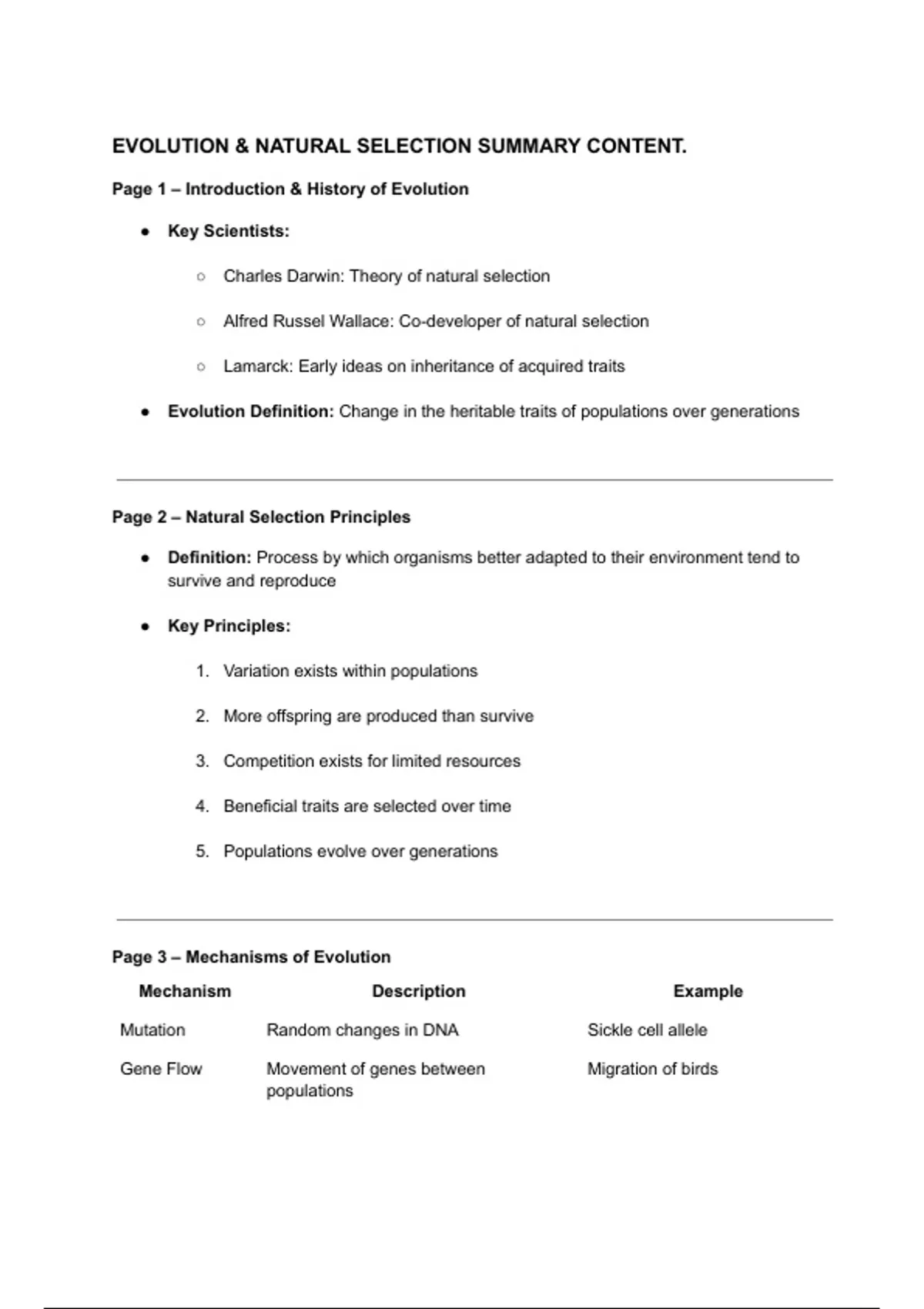 Summary Evolution & Natural Selection Explained: High School Quick Guide for Exams & Revision ...