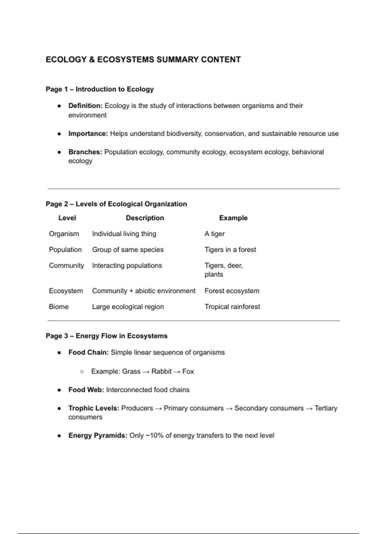 Summary Ecology & Ecosystems Made Simple: High School Quick Guide for Exams & Revision - BIOLOGY ...