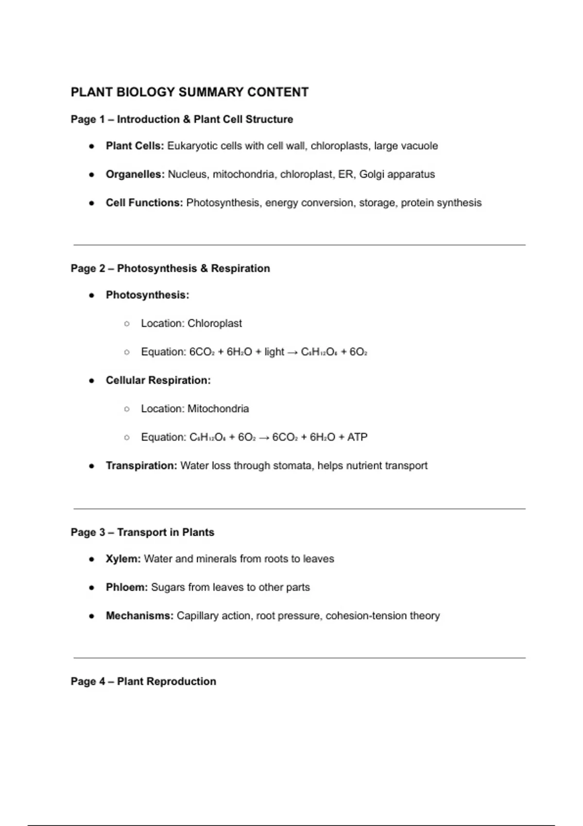 Summary Plant Biology Simplified: High School Quick Guide for Exams ...