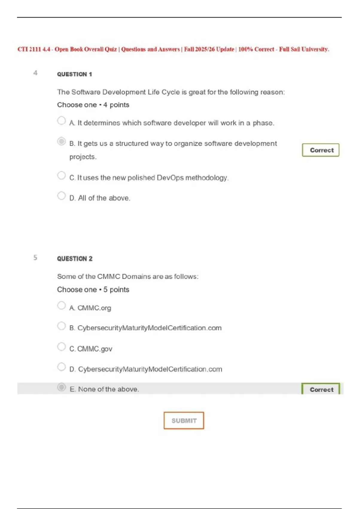 CTI 2111 4.4 - Open Book Overall Quiz | Questions and Answers | Fall 2025/26 Update | 100% ...
