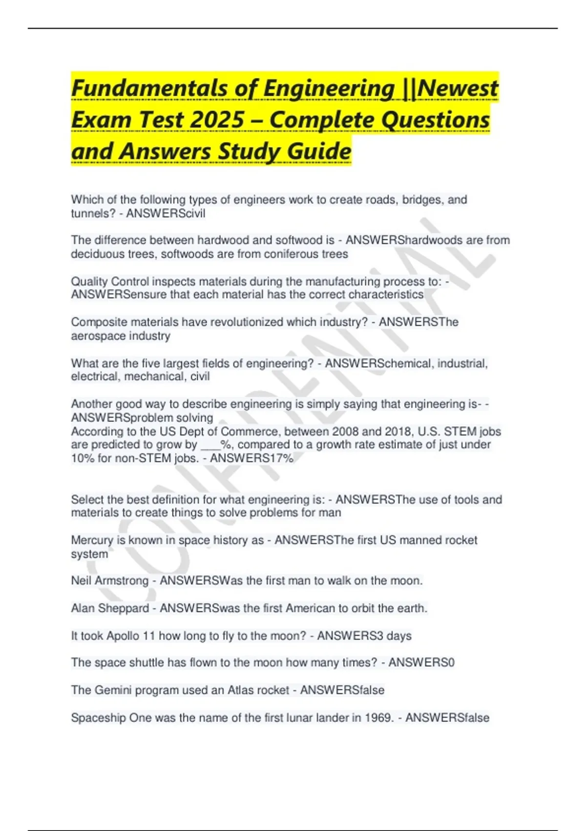 Fundamentals of Engineering ||Newest Exam Test 2025 – Complete ...