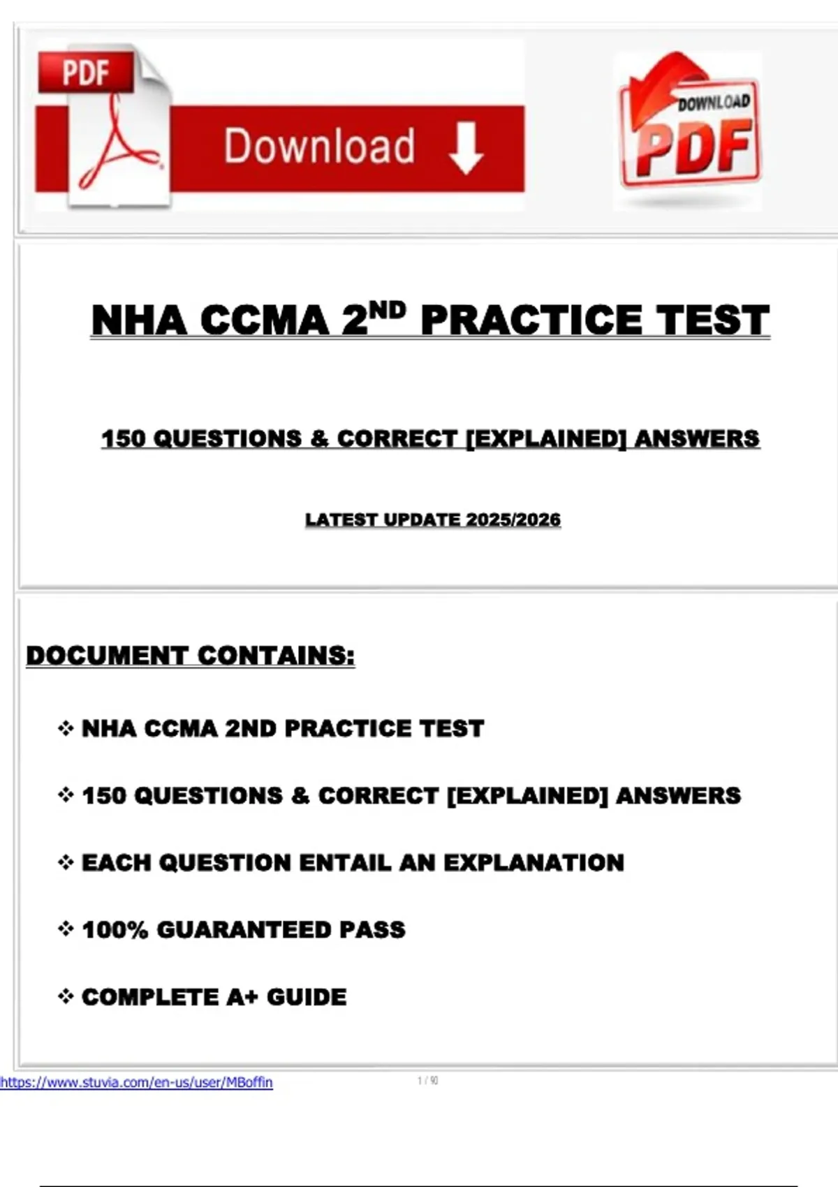 NHA CCMA 2ND PRACTICE TEST 150 QUESTIONS & CORRECT [EXPLAINED] ANSWERS ...