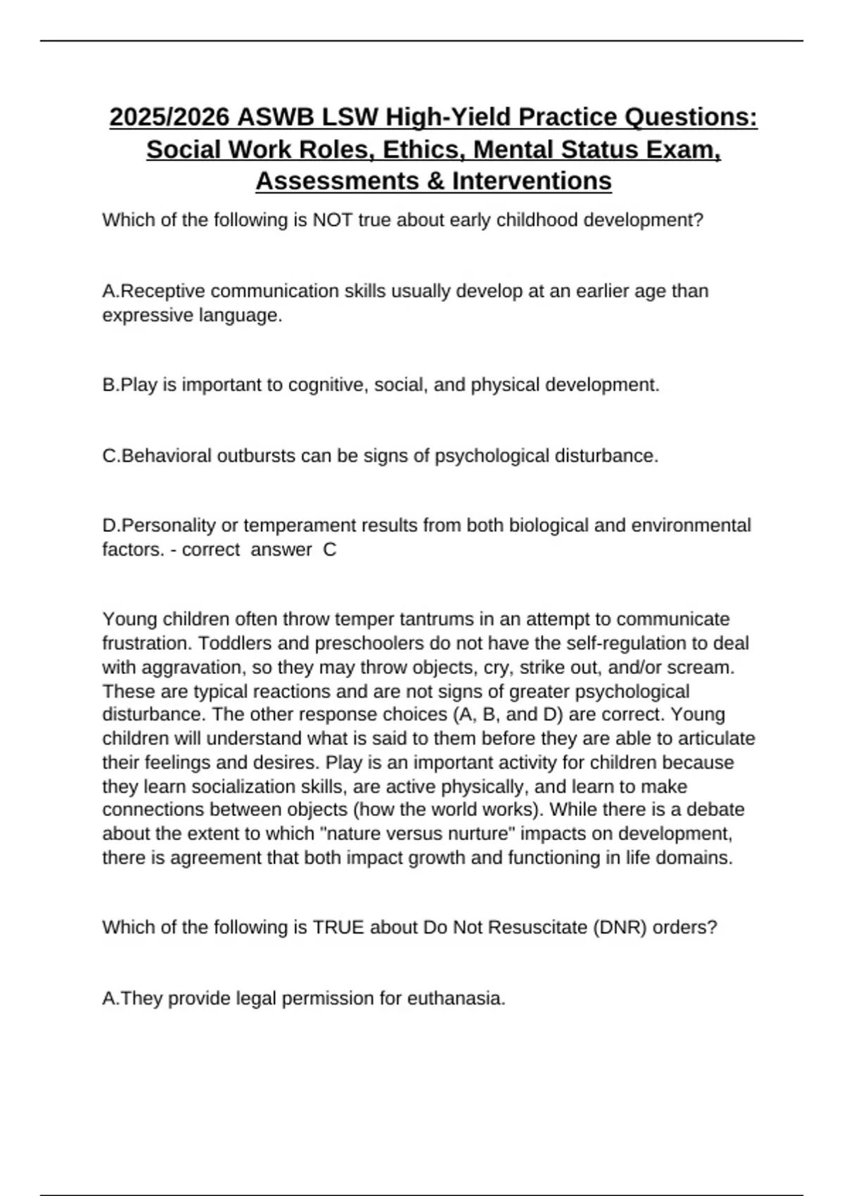 2025/2026 ASWB LSW High-Yield Practice Questions: Social Work Roles ...