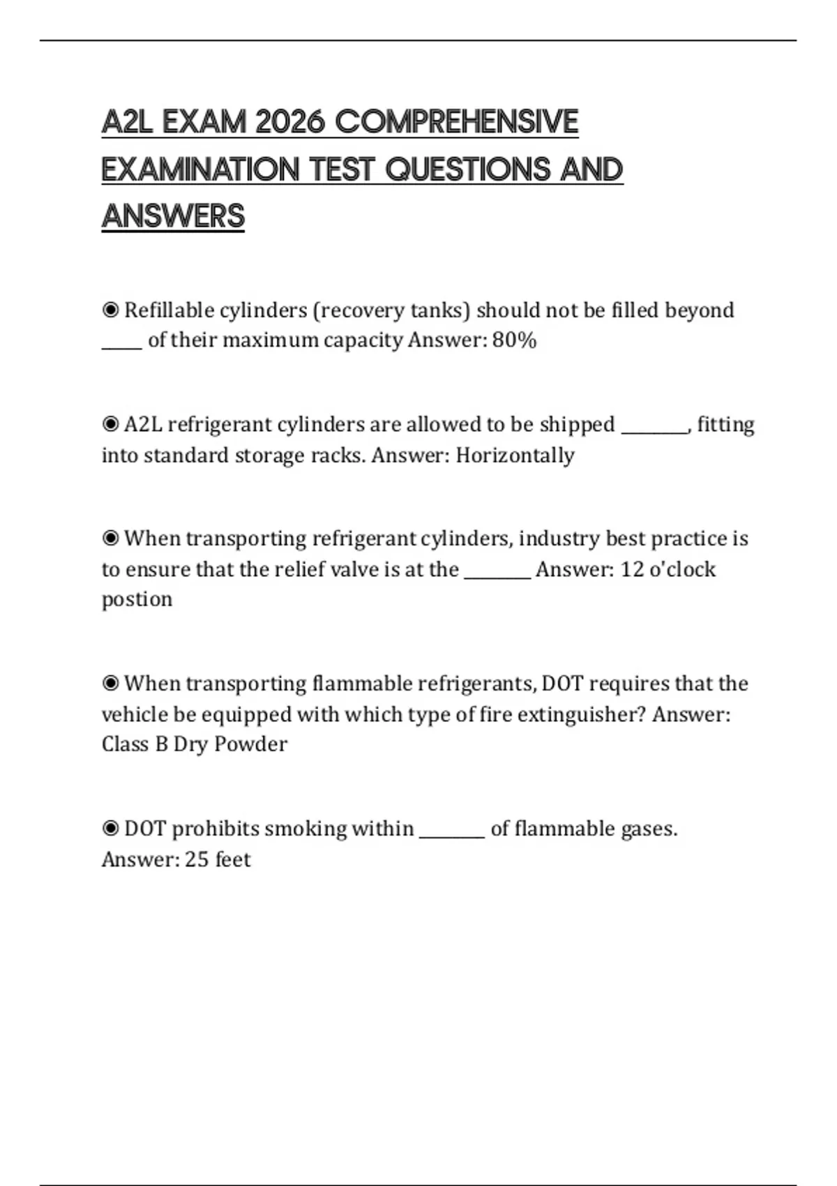 A2L EXAM 2026 COMPREHENSIVE EXAMINATION TEST QUESTIONS AND ANSWERS ...