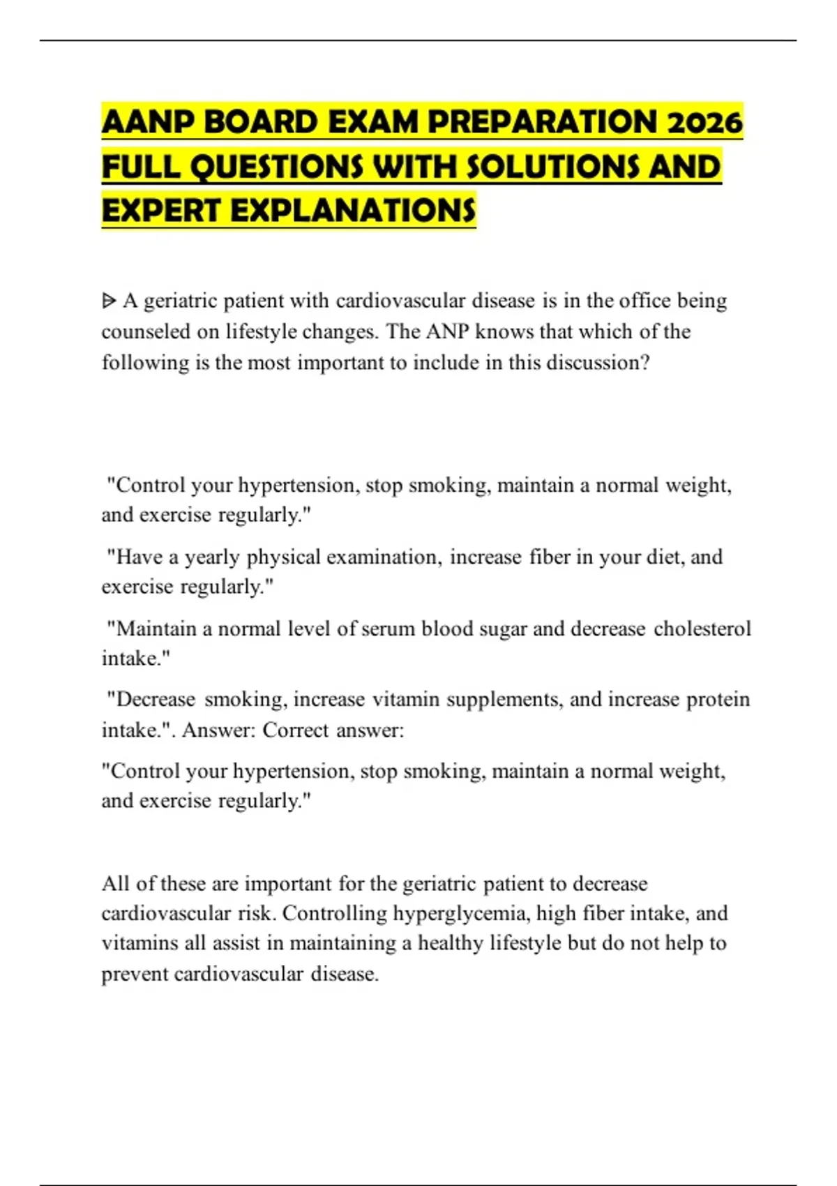 AANP BOARD EXAM PREPARATION 2026 FULL QUESTIONS WITH SOLUTIONS AND ...