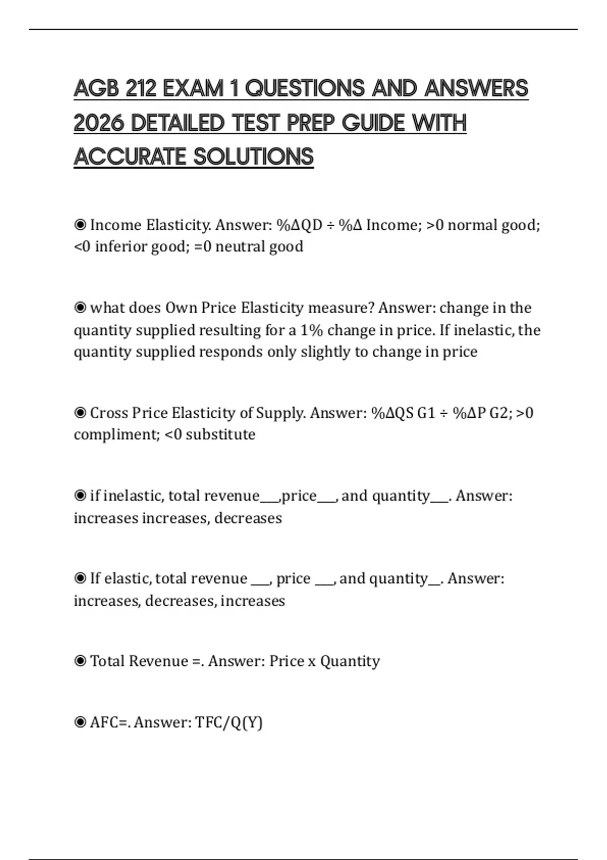 AGB 212 EXAM 1 QUESTIONS AND ANSWERS 2026 DETAILED TEST PREP GUIDE WITH ...
