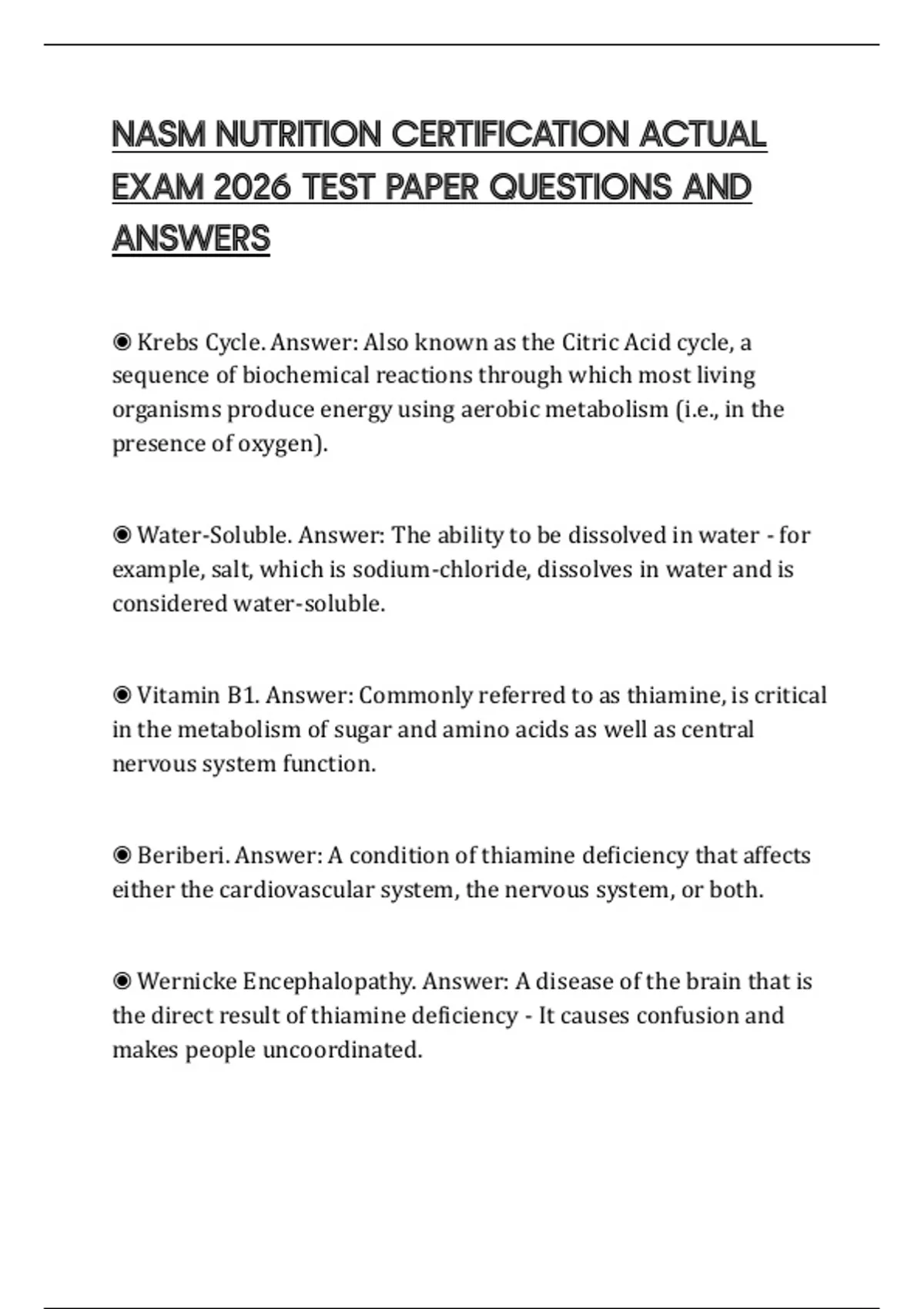 NASM NUTRITION CERTIFICATION ACTUAL EXAM 2026 TEST PAPER QUESTIONS AND ...