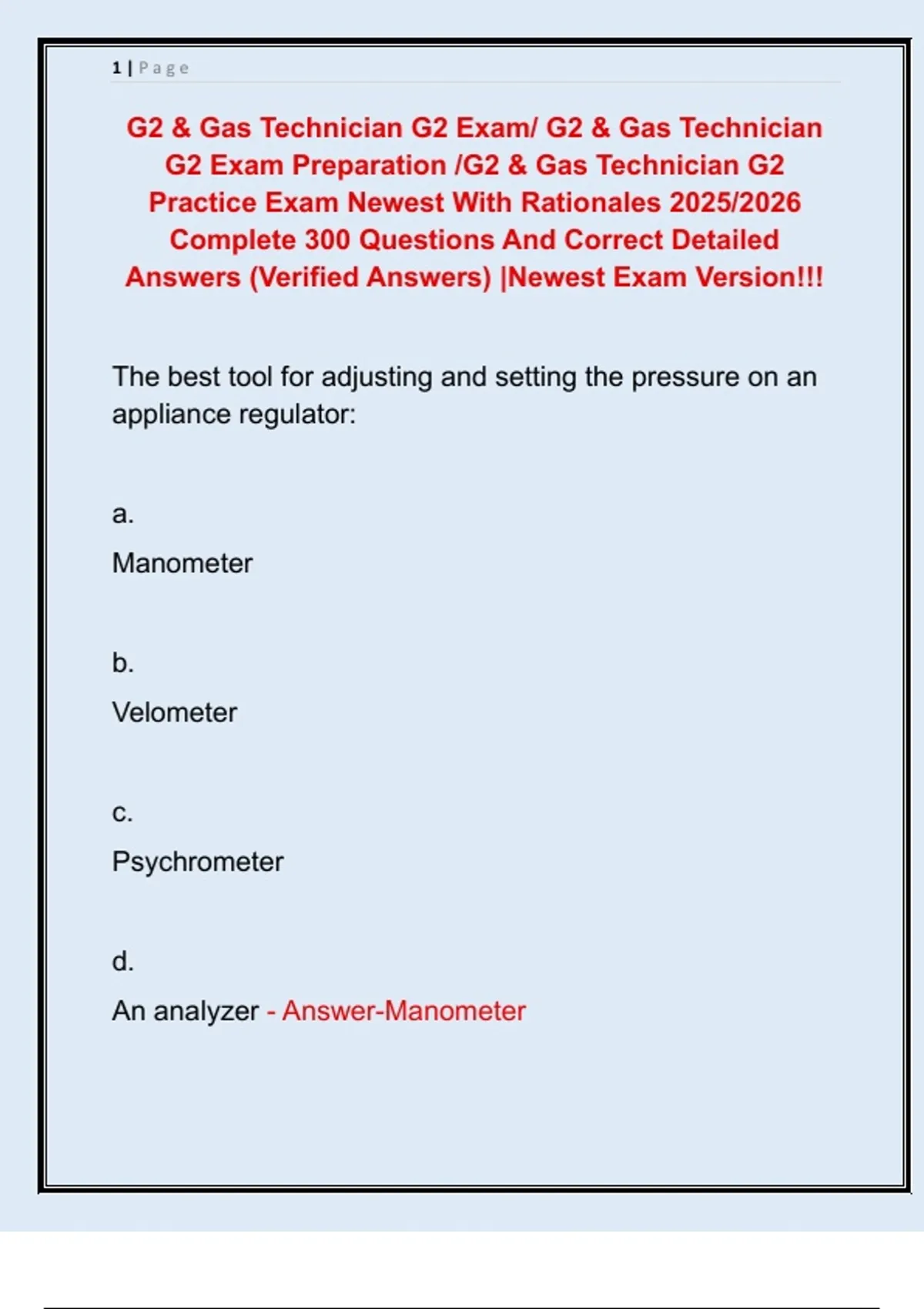 G2 & Gas Technician G2 Exam/ G2 & Gas Technician G2 Exam Preparation ...