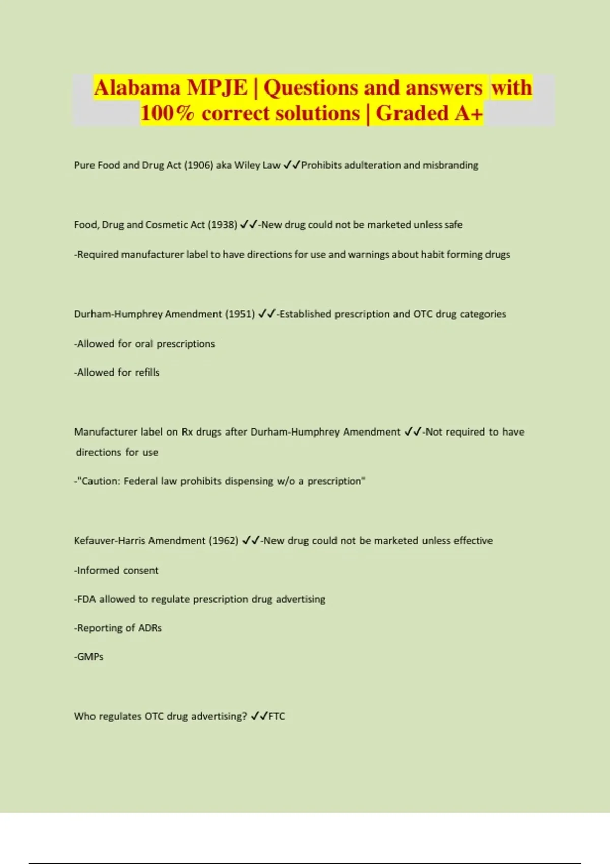 Alabama MPJE (2026) — Verified Questions & 100% Correct Solutions ...