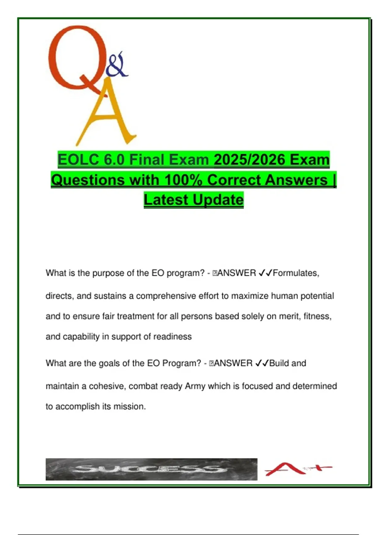 EOLC 6.1 Exam – 2025/2026 | 100+ Verified Q&A | Equal Opportunity ...