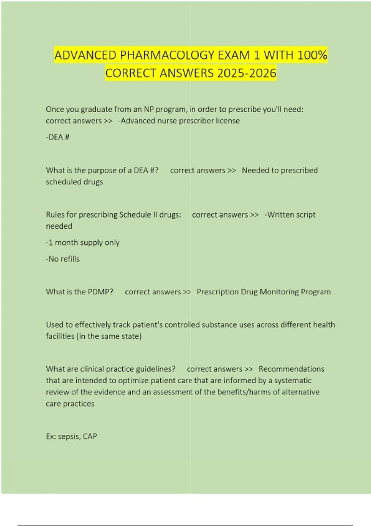 ADVANCED PHARMACOLOGY EXAM 1 WITH 100% CORRECT ANSWERS - Advanced ...